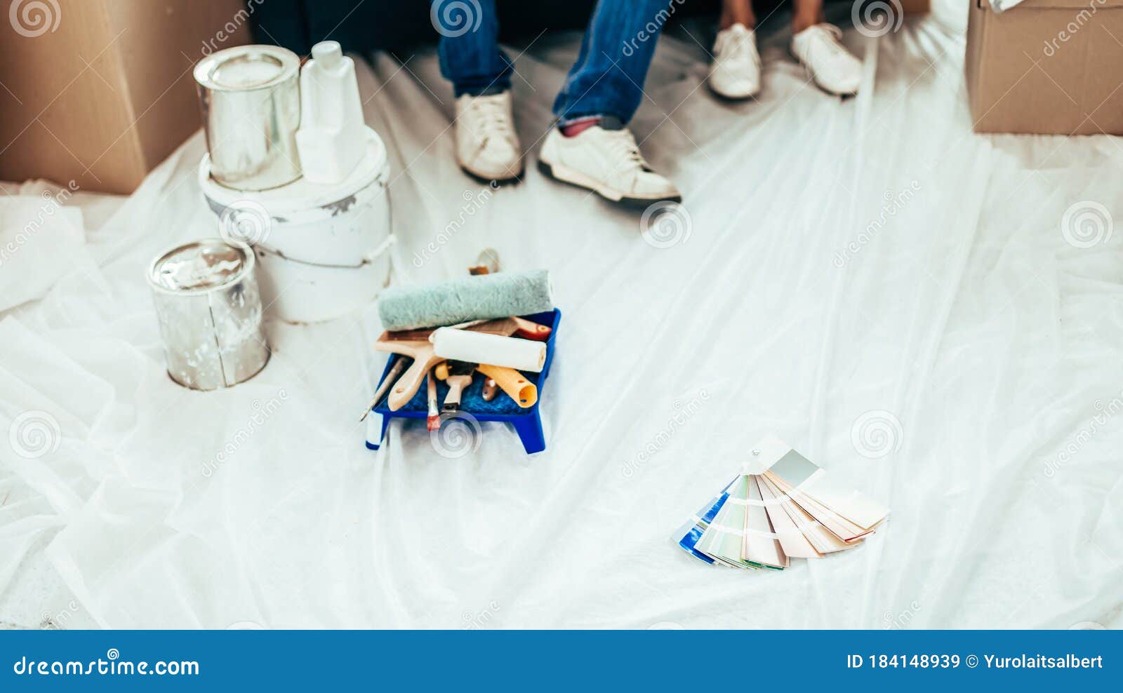 Construction Tools and Color Palette on the Floor in the New Apartment ...