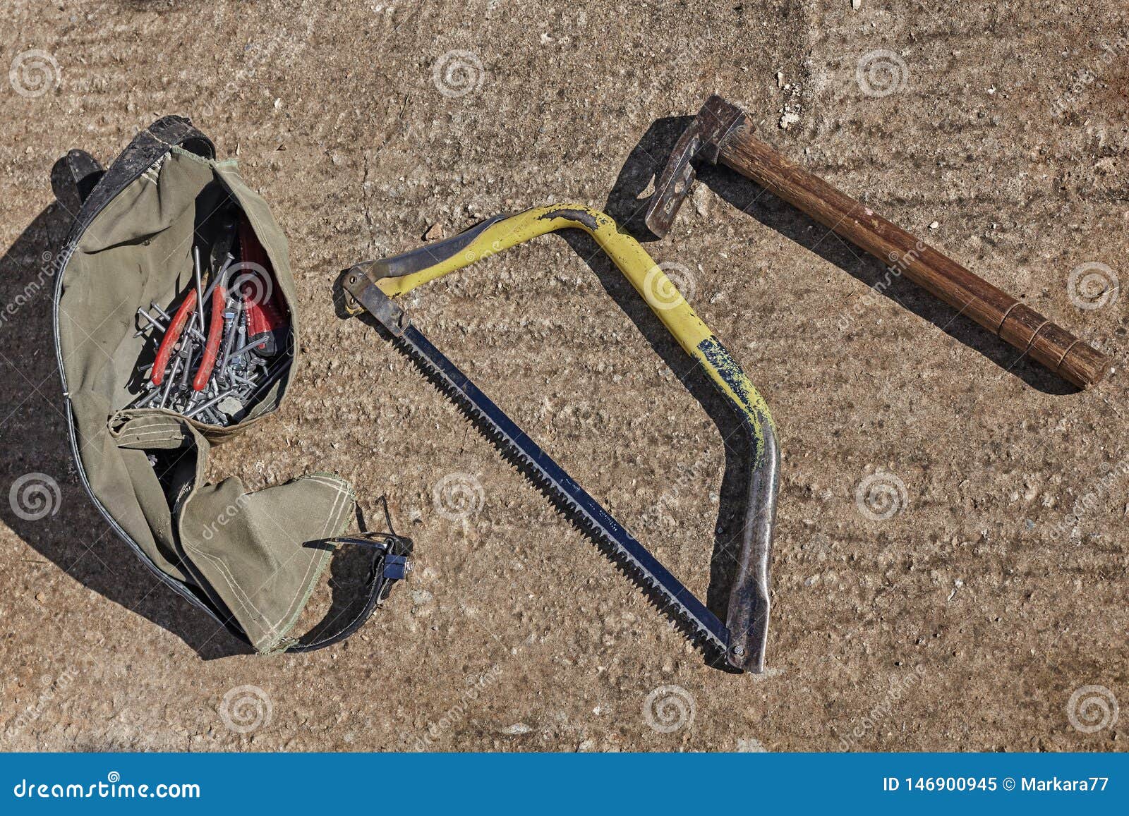 Construction Tools on Concrete Background Stock Image - Image of worker ...