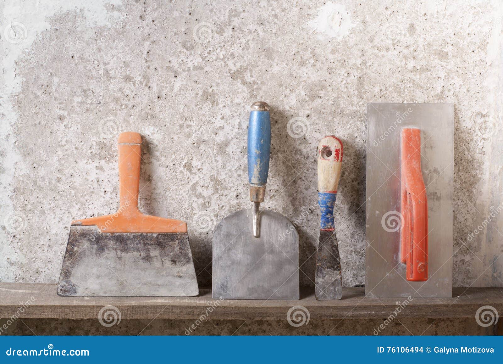 Construction Tools on Concrete Background. Copy Space for Text. Set of ...