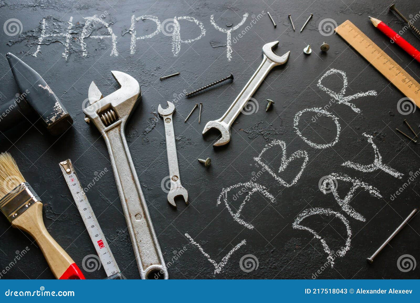 Construction Tools And Congratulations On Labor Day Stock Image - Image ...