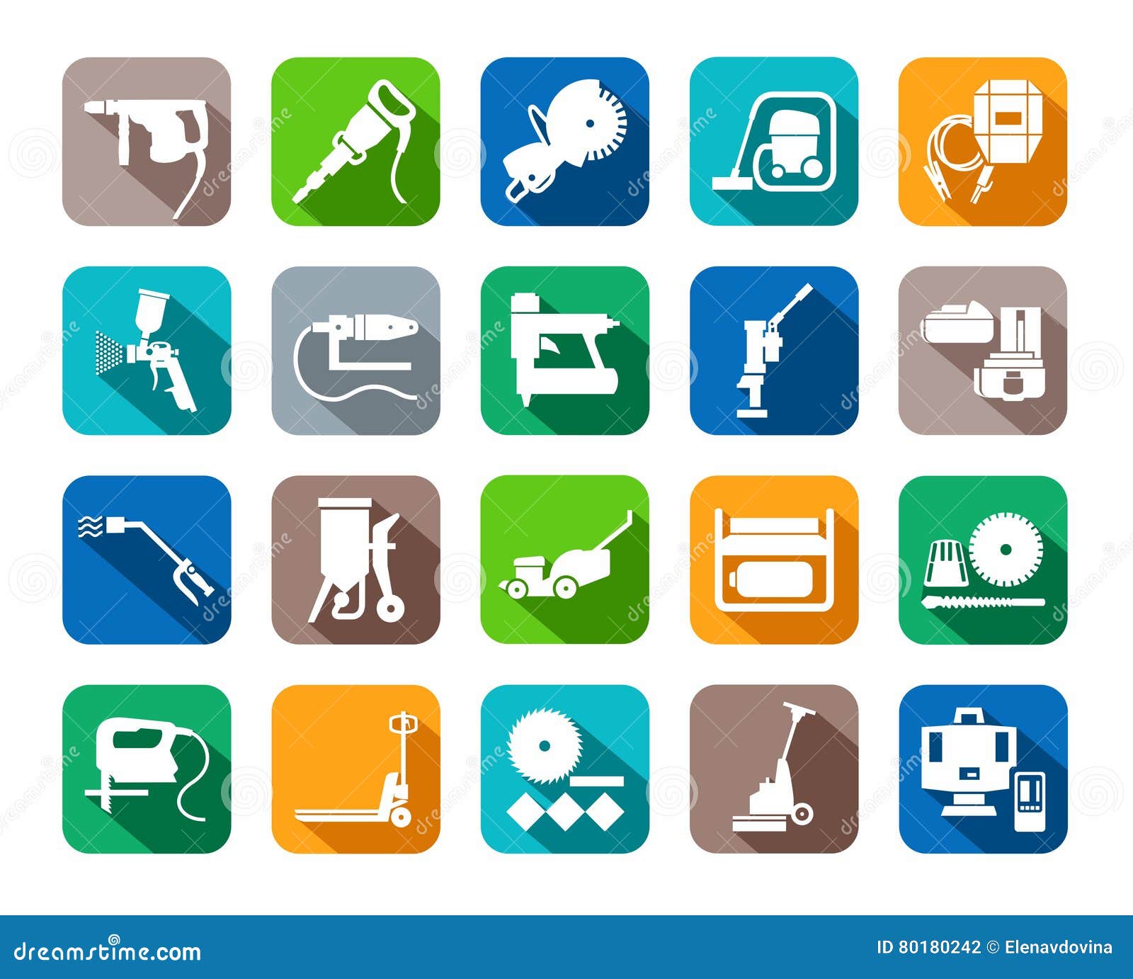 Construction Tools, Consumables, Icons, Colored, Flat. Stock Vector ...