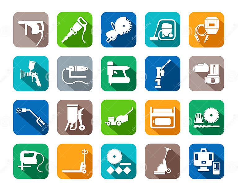 Construction Tools, Consumables, Icons, Colored, Flat. Stock Vector ...