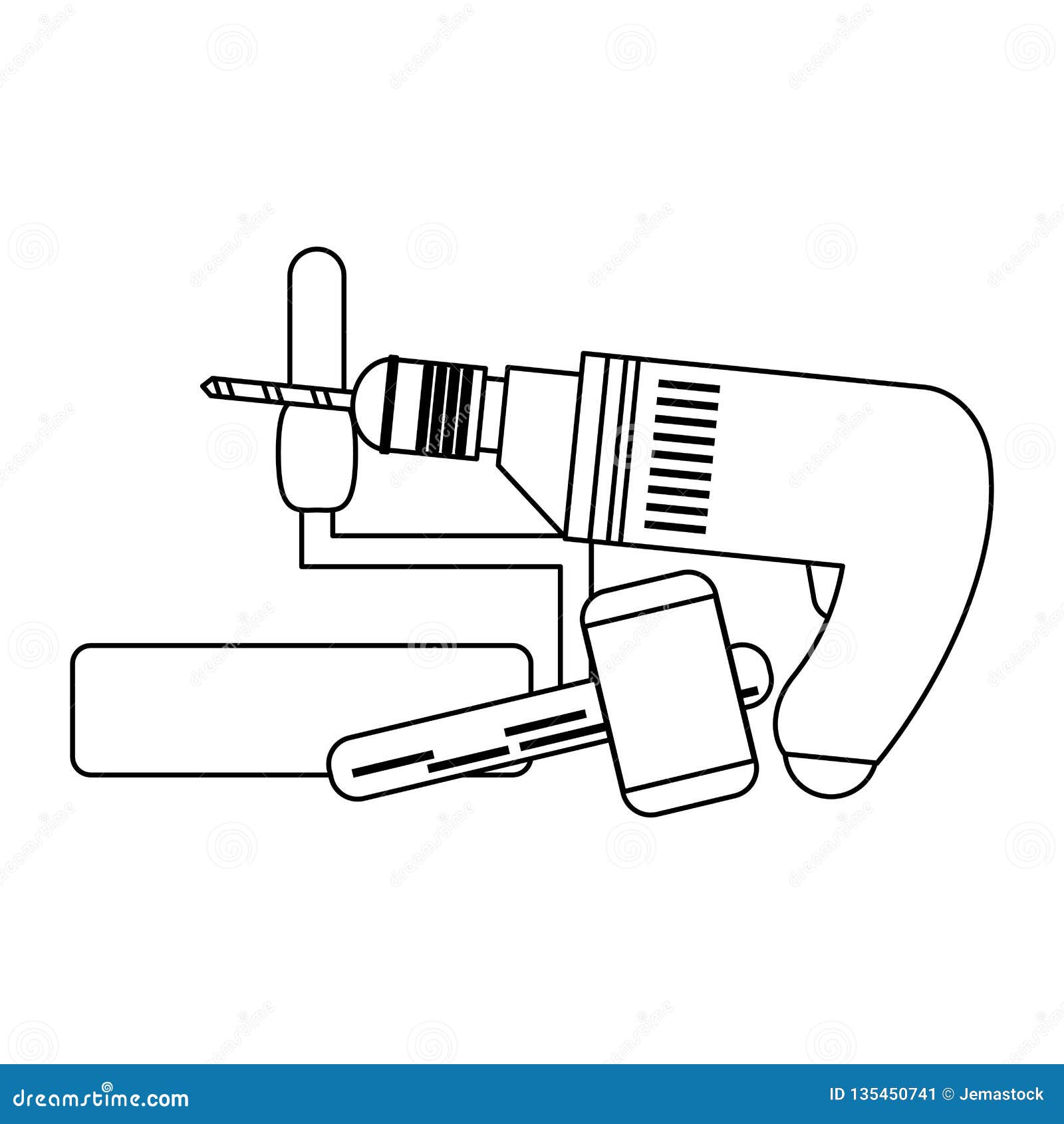 Construction Tools and Elements Black and White Stock Vector ...