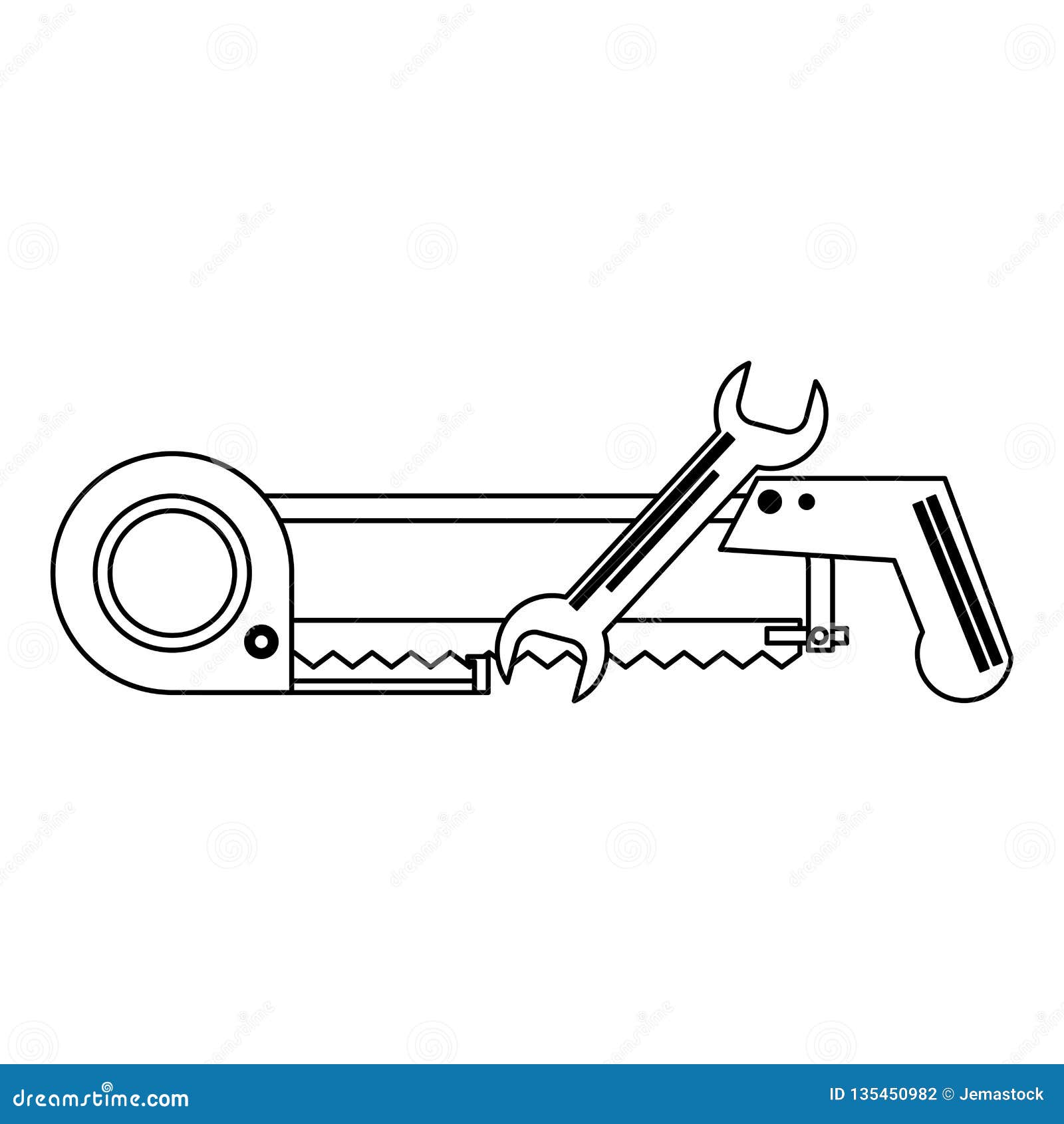 Construction Tools and Elements Black and White Stock Vector ...