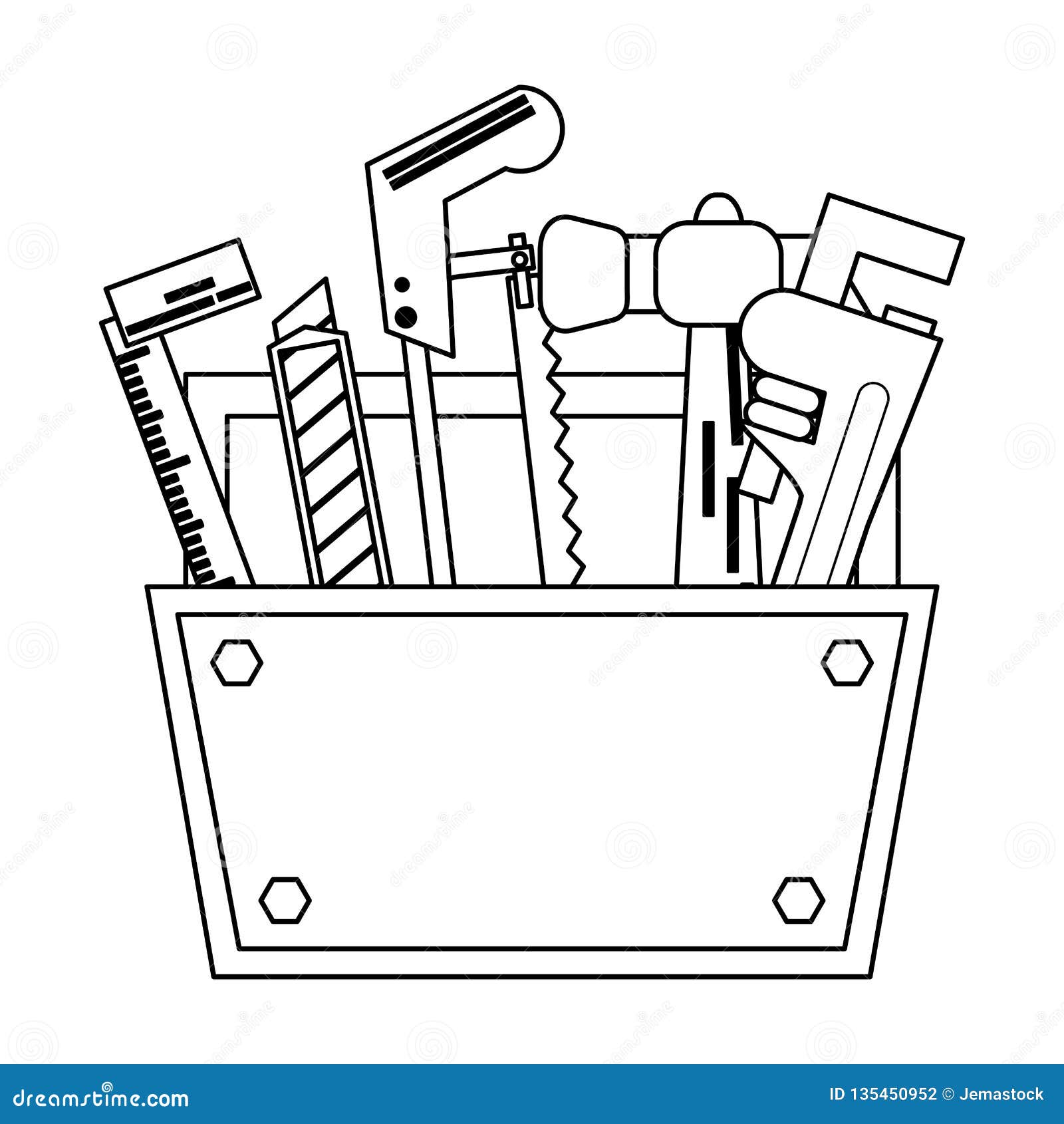 Construction Tools and Elements Black and White Stock Vector ...