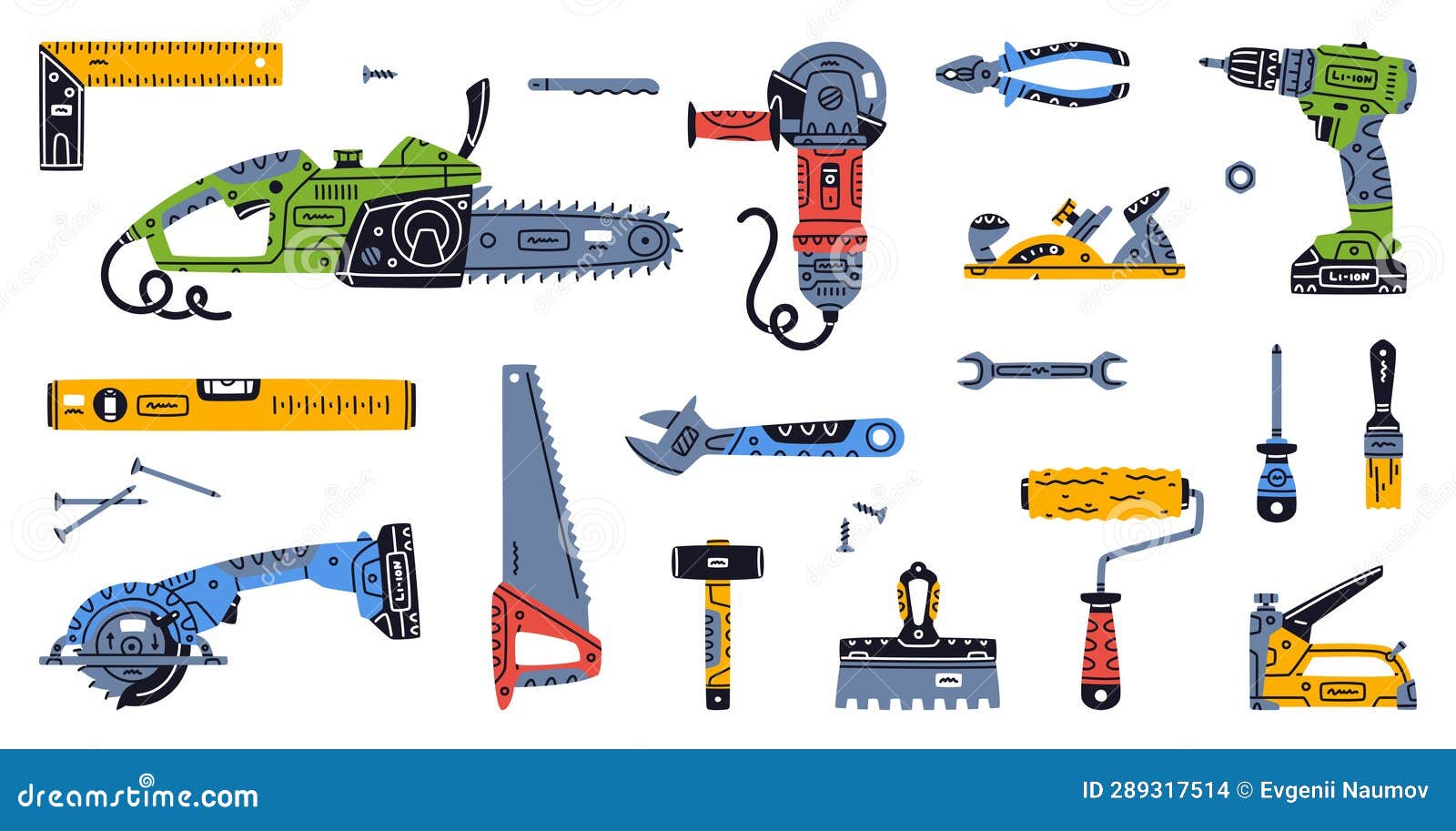 Construction Tools and Equipment for Home Repair Work Vector Set Stock ...