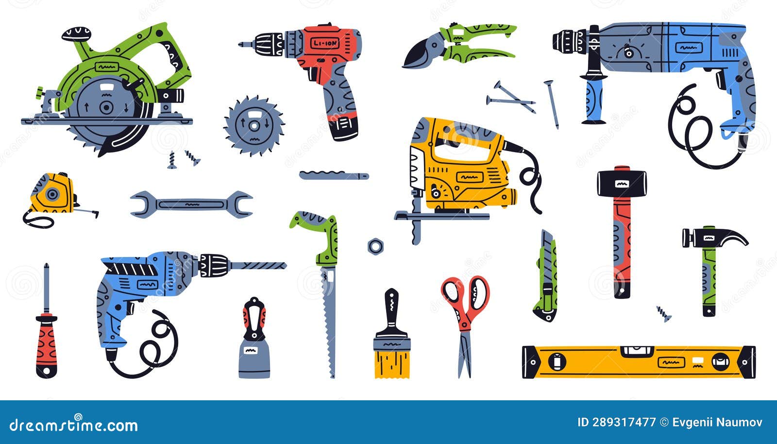 Construction Tools and Equipment for Home Repair Work Vector Set Stock ...
