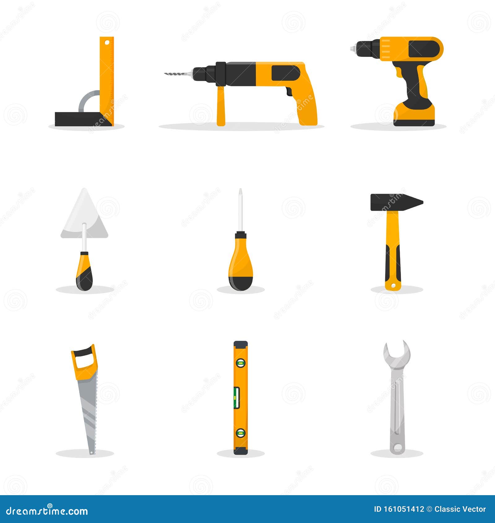 Construction Tools Flat Illustrations Vector Set Stock Vector ...