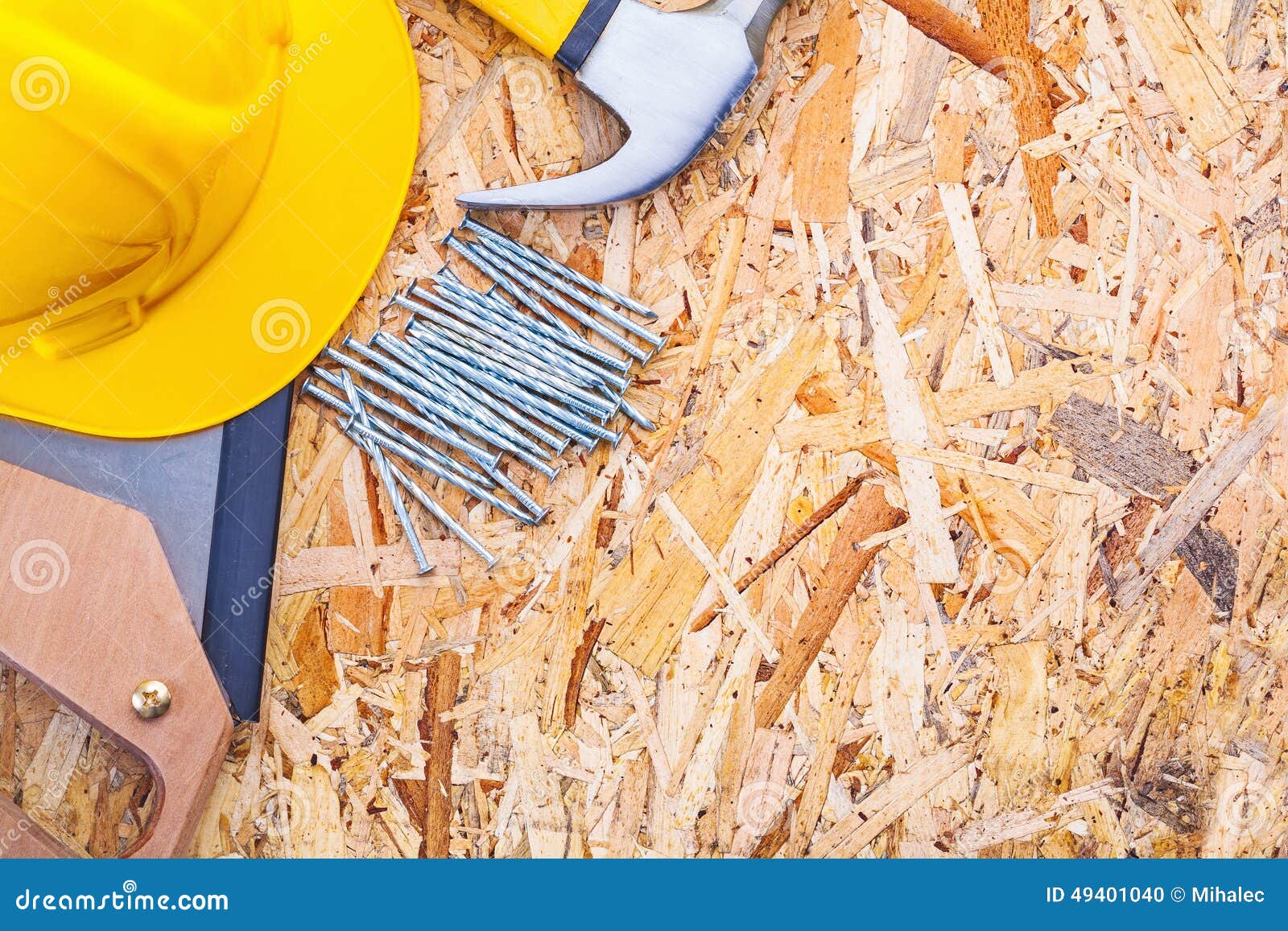 Construction Tools Helmet Handsaw Claw Hammer Stock Photo - Image of ...