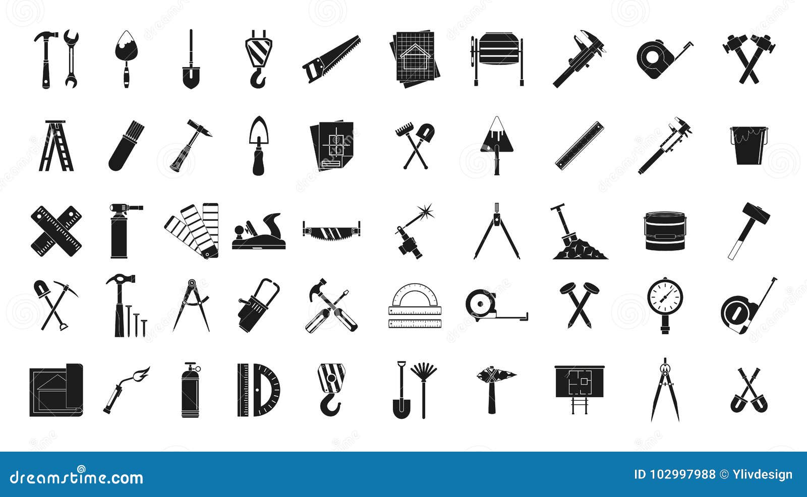Construction Tools Icon Set, Simple Style Stock Vector - Illustration ...