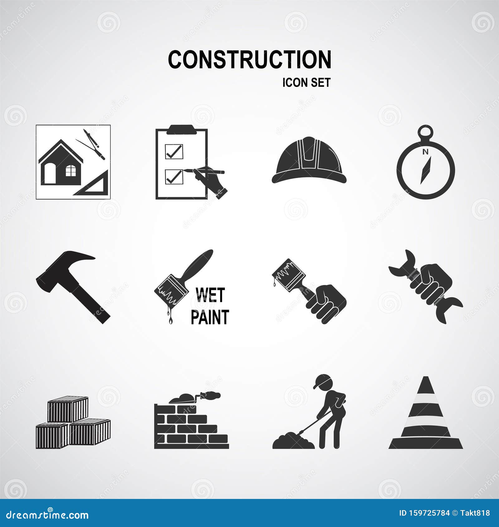 Construction Tools Icon Set Illustration Stock Vector - Illustration of ...
