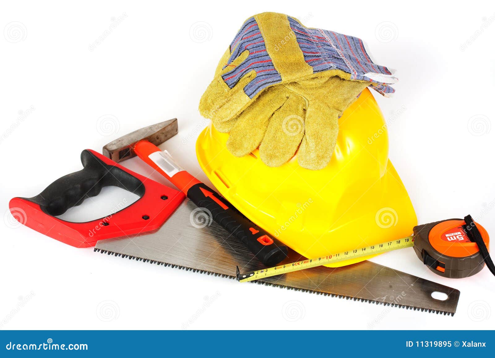 Construction Tools Isolated on White Background Stock Image - Image of ...