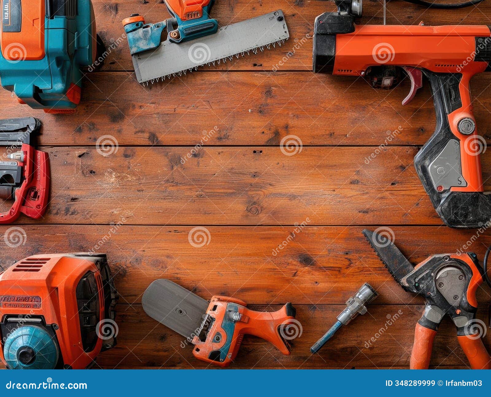 Construction Tools Layout on a Wood Panel Stock Image - Image of ...