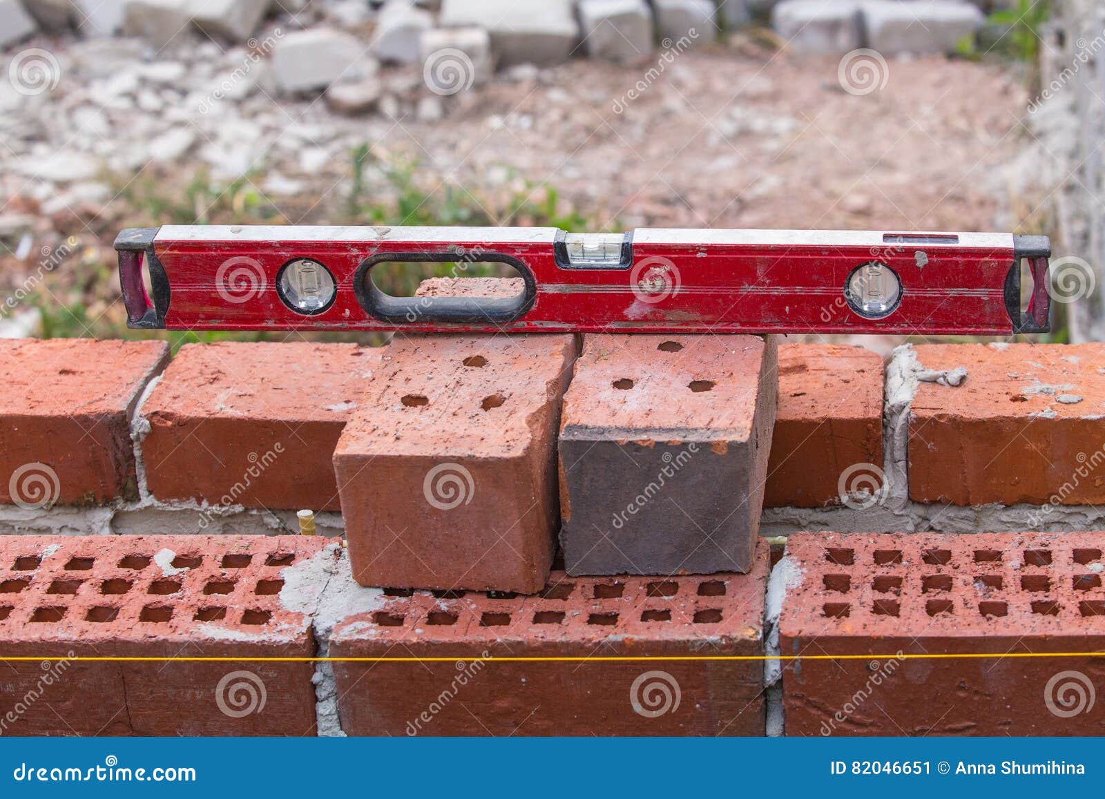 Construction Tools at the Level of the Brickwork Stock Image - Image of ...