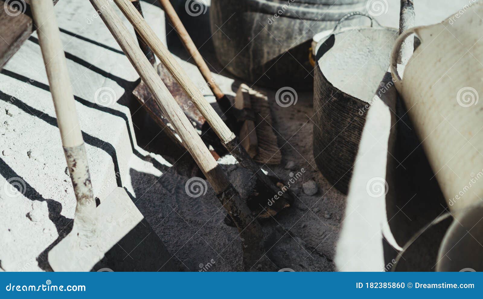 Construction Tools Next To Sand Stock Photo - Image of equipment ...