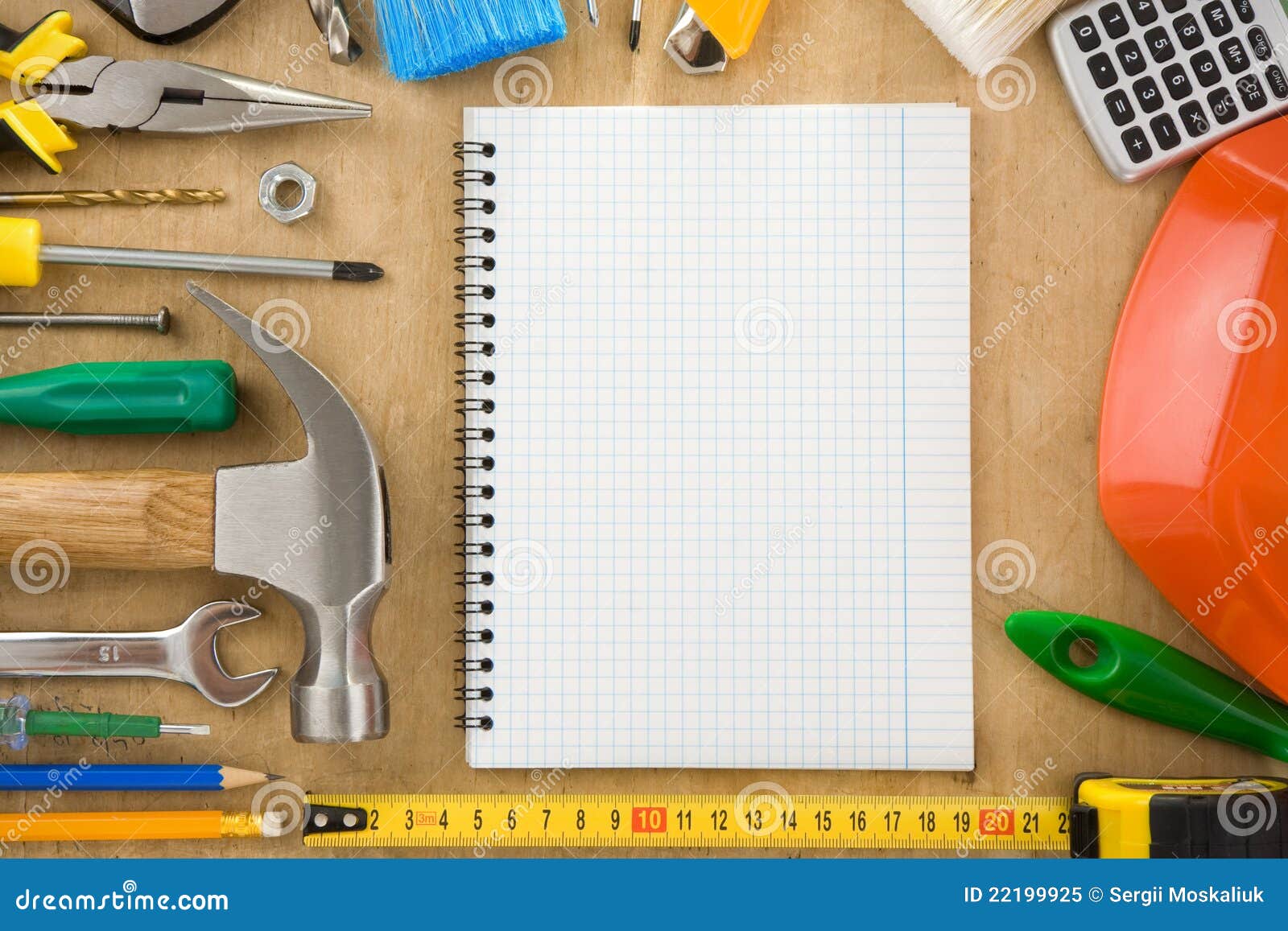 Construction Tools and Notebook Stock Image - Image of inch, calculator ...