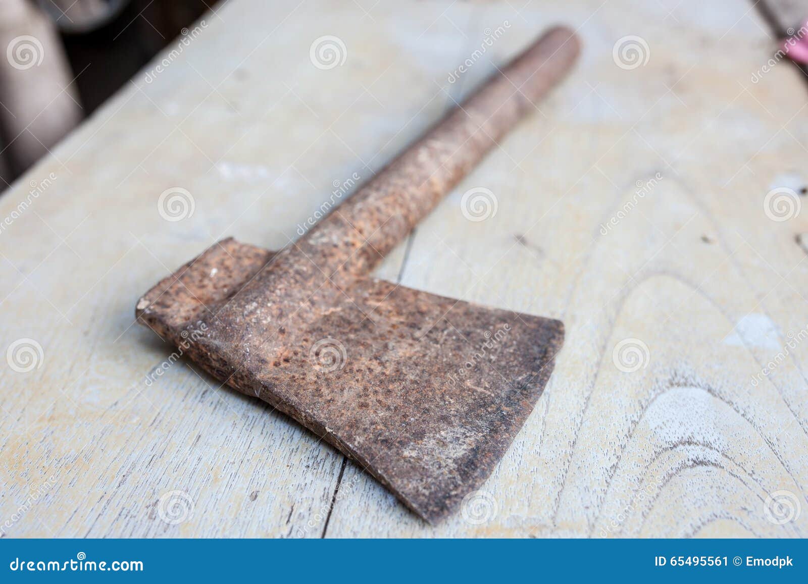 Construction Tools,Old Rusty Axe on the Wood Table Stock Image - Image ...