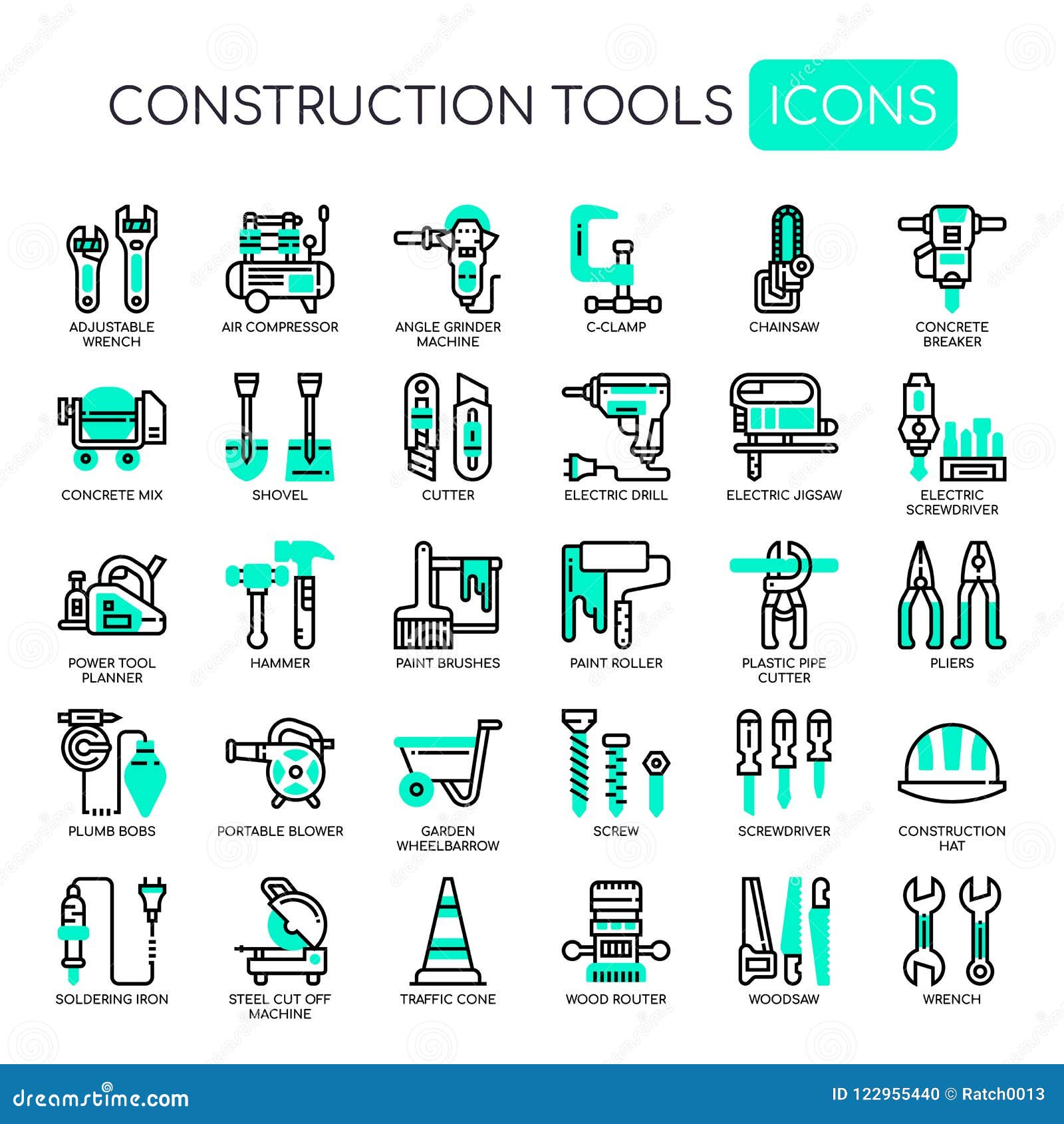 Construction Tools , Pixel Perfect Icons Stock Vector - Illustration of ...