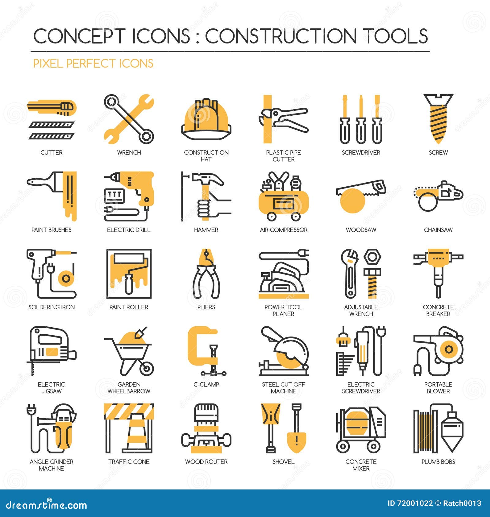 Construction Tools , Pixel Perfect Icons Stock Vector - Illustration of ...