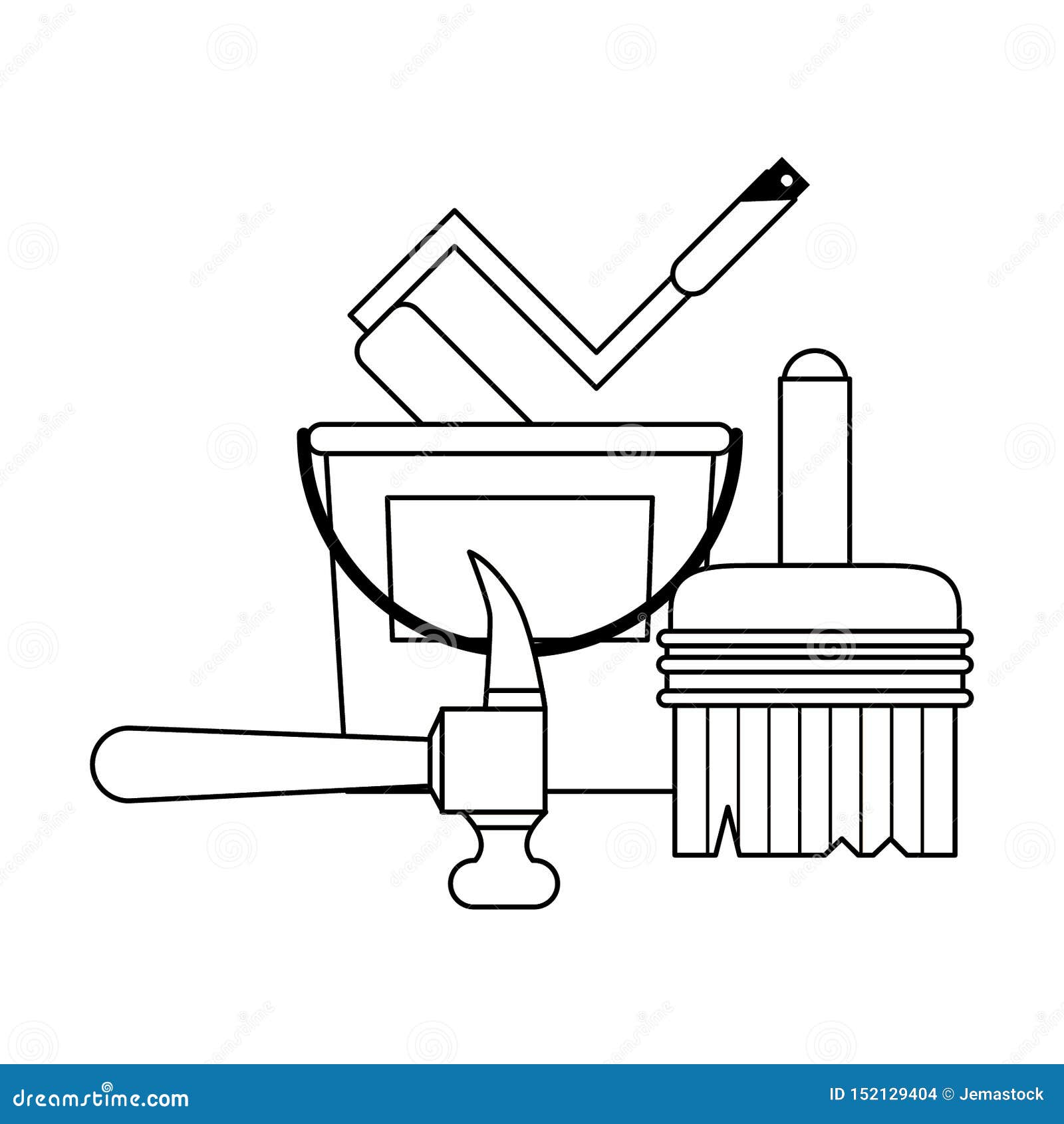 Construction Tools and Repair Equipment in Black and White Stock Vector ...