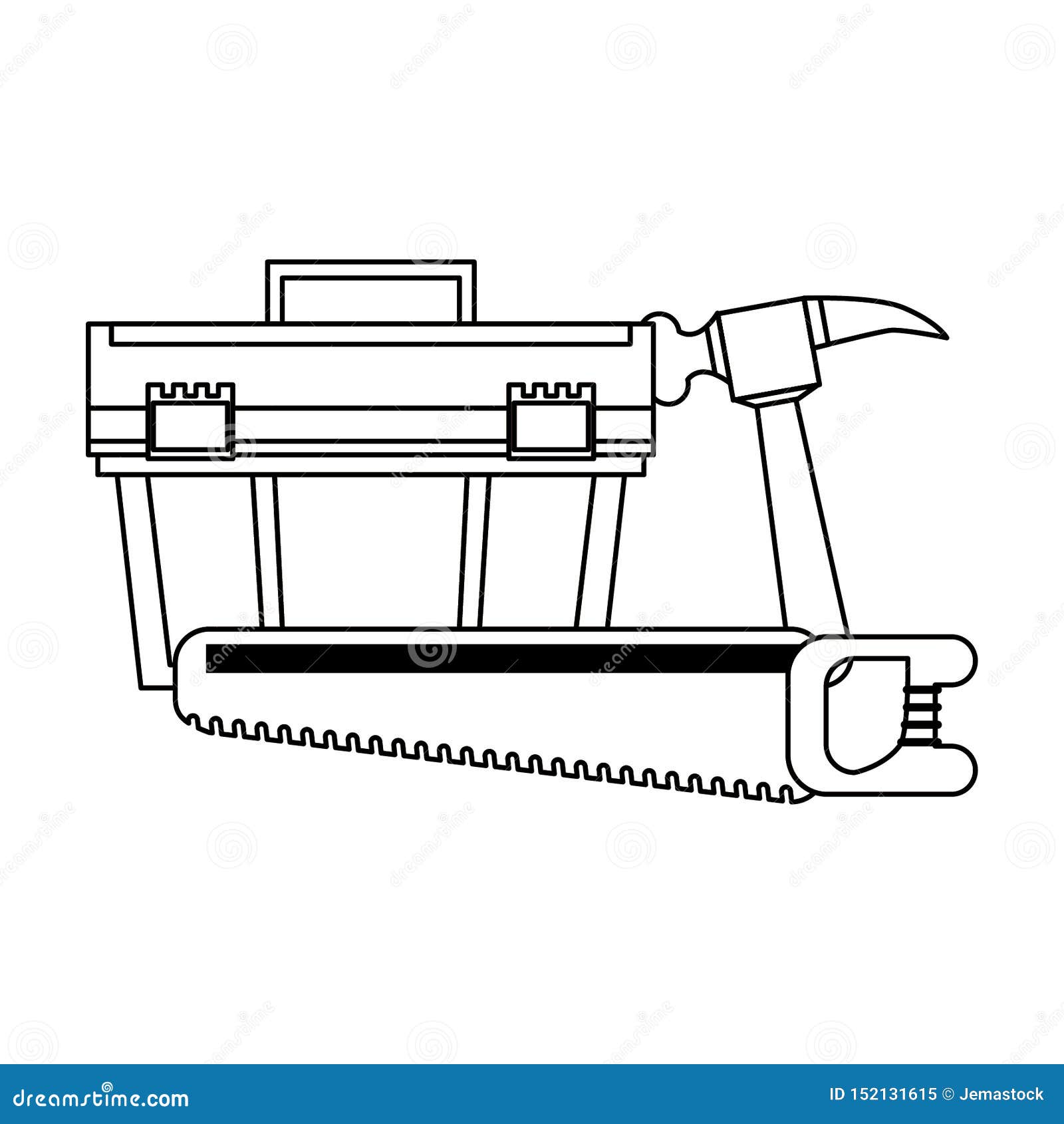 Construction Tools and Repair Equipment in Black and White Stock Vector ...