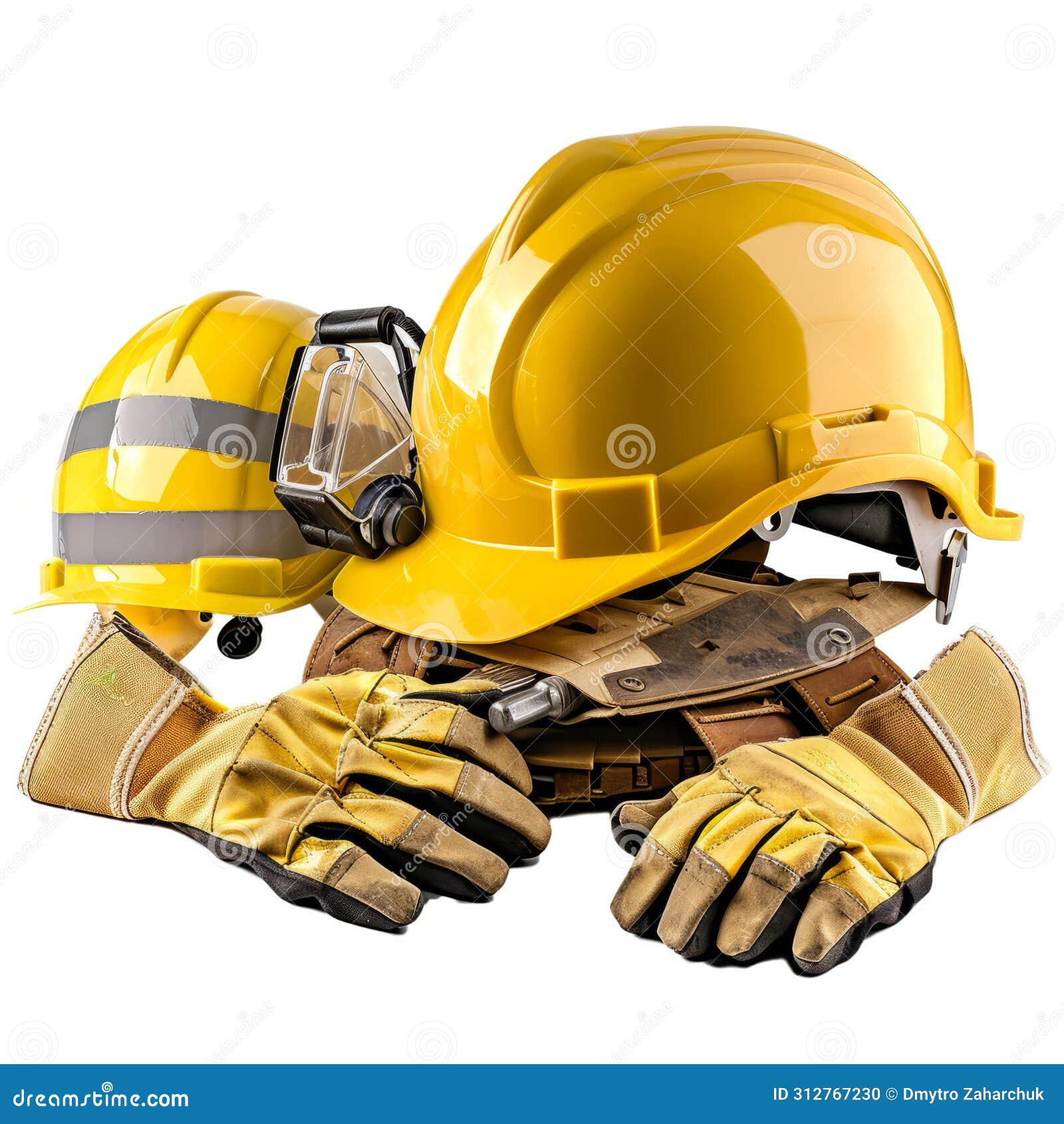 Construction Tools with Safety Gear Such As Helmets and Gloves ...
