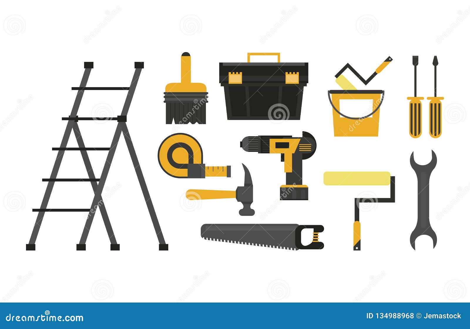 Construction tools set stock vector. Illustration of concept - 134988968