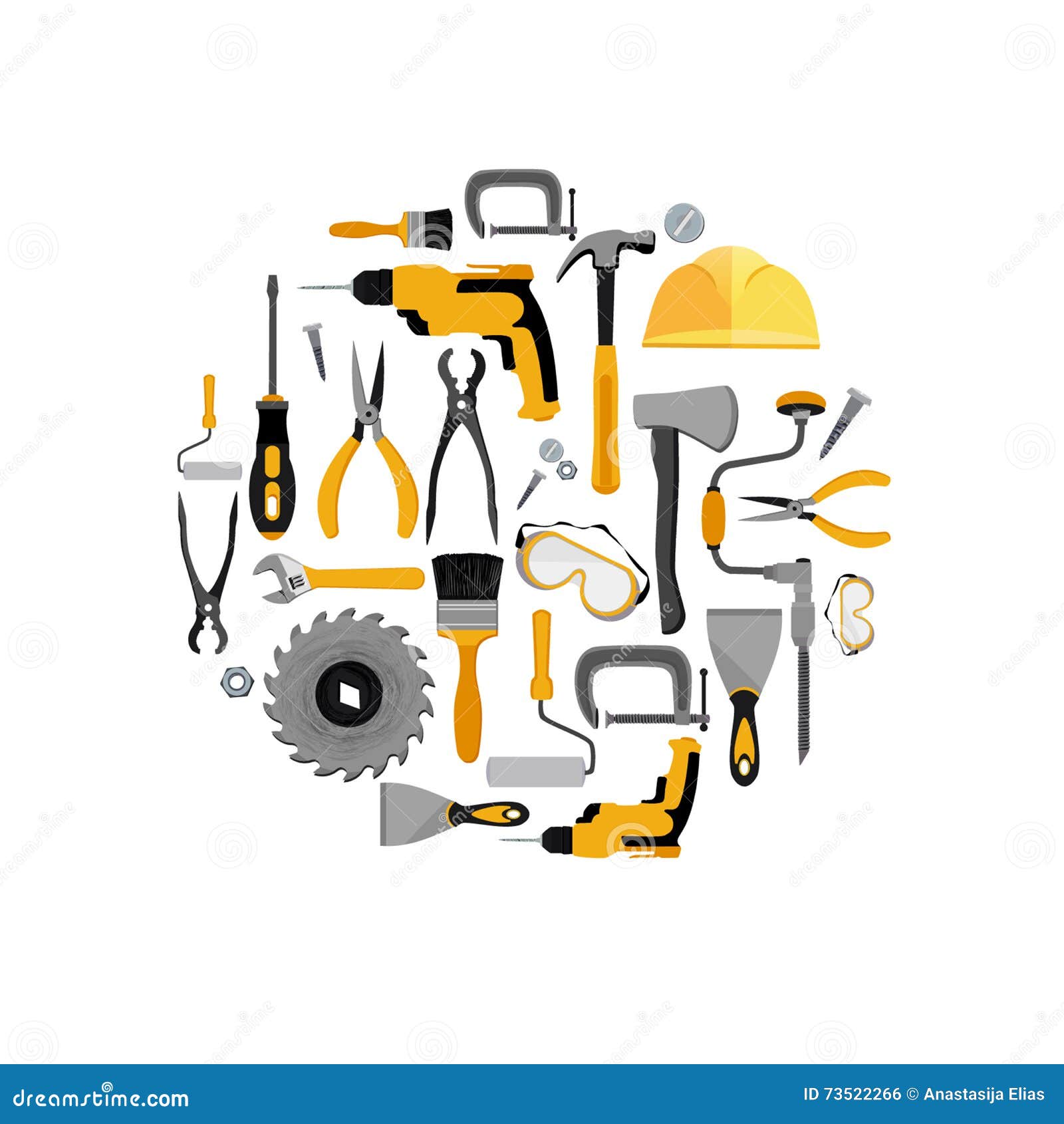 Construction tools set . stock vector. Illustration of carpentry - 73522266