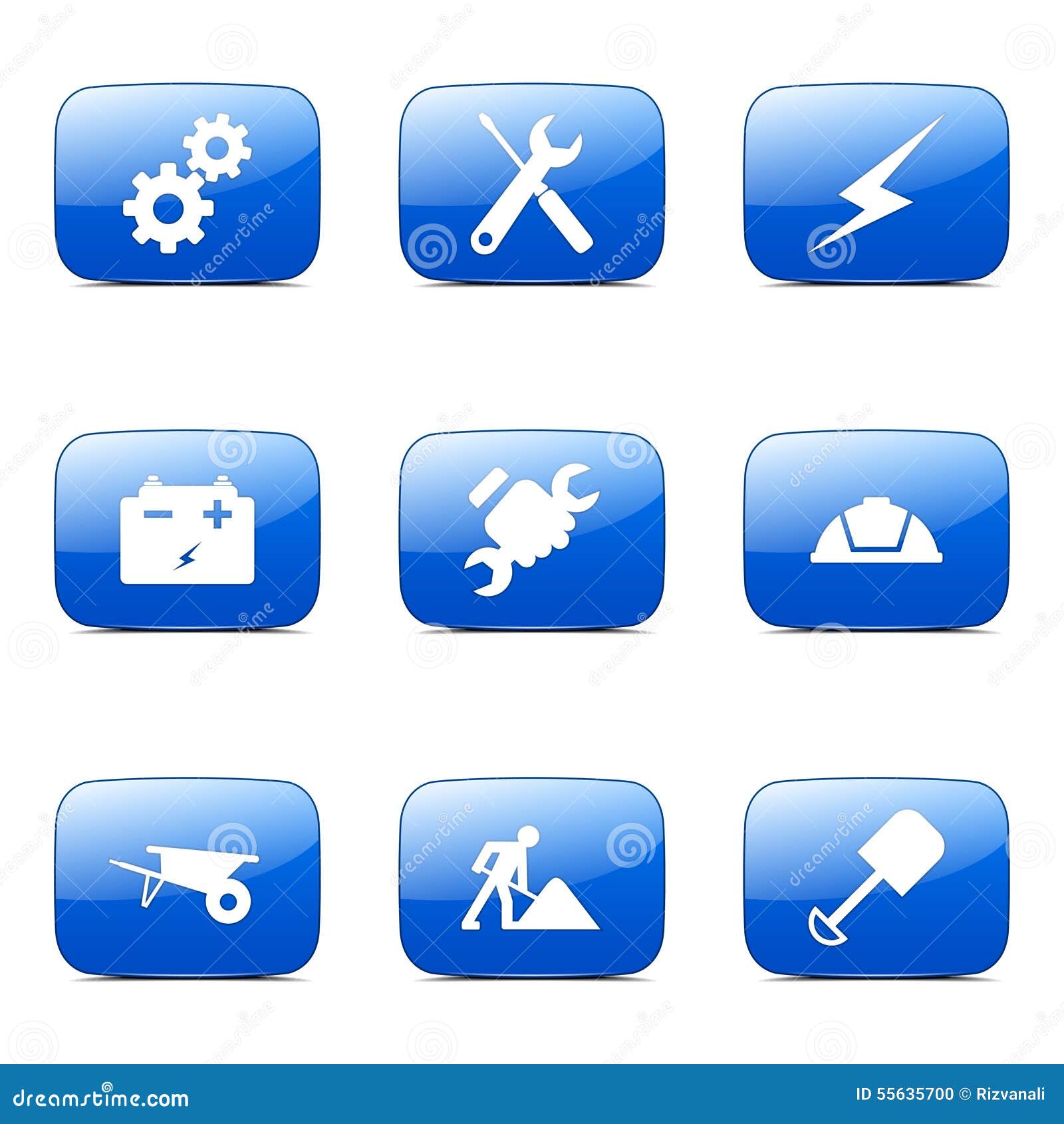 Construction Tools Square Vector Blue Icon Stock Illustration ...