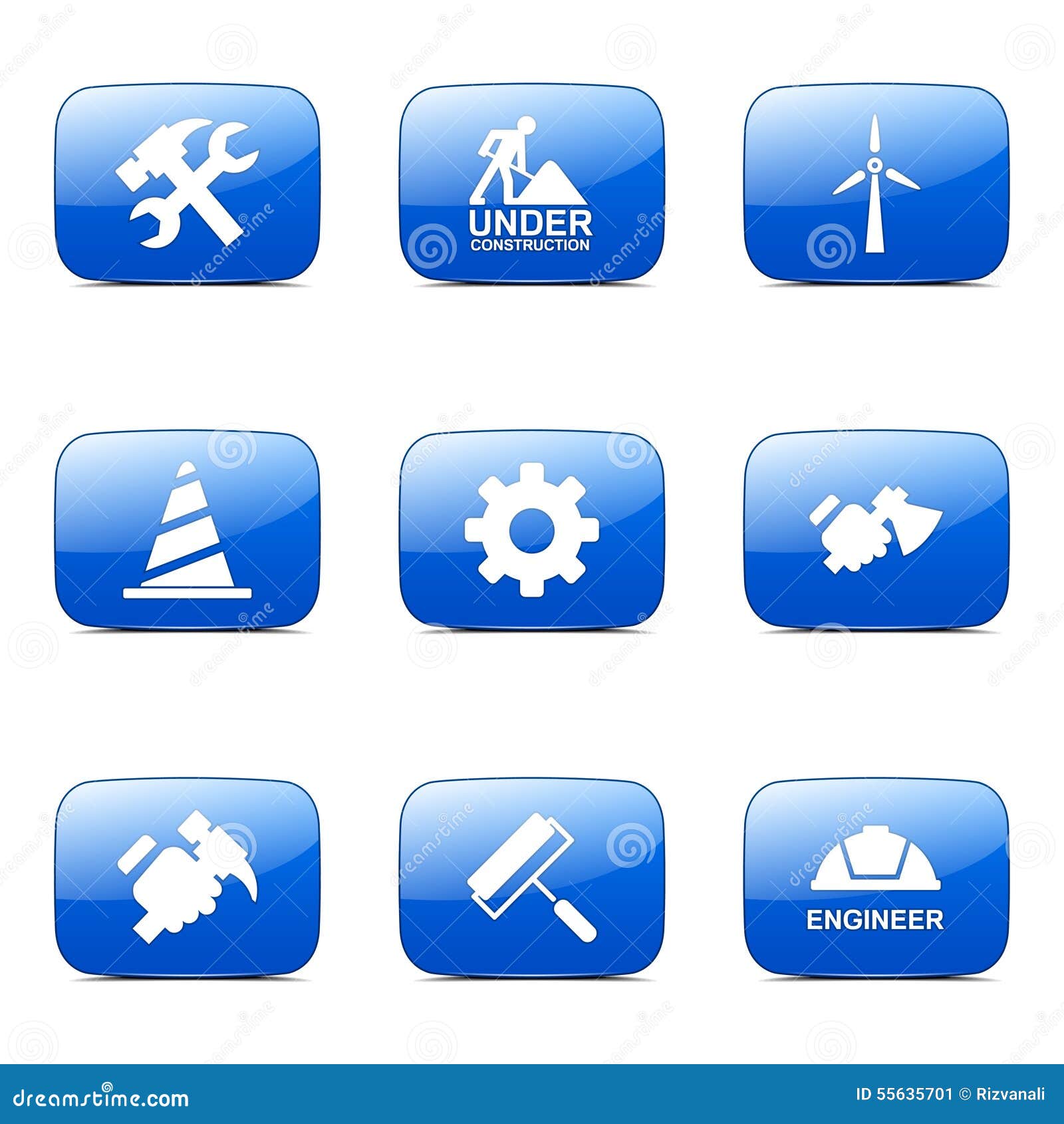Construction Tools Square Vector Blue Icon Set 2 Stock Vector ...
