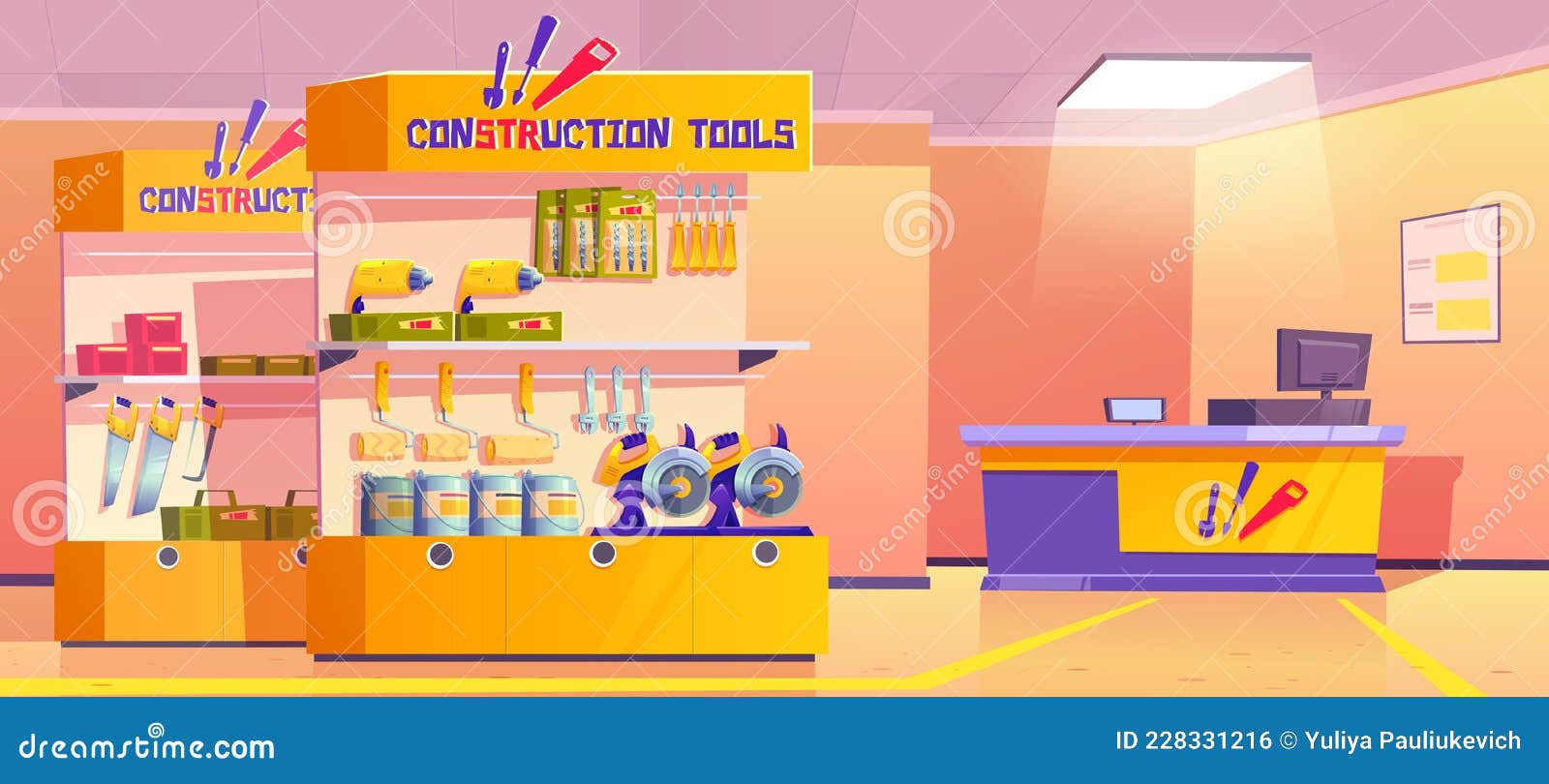 Construction Tools Store, Hardware Shop Interior Stock Vector ...