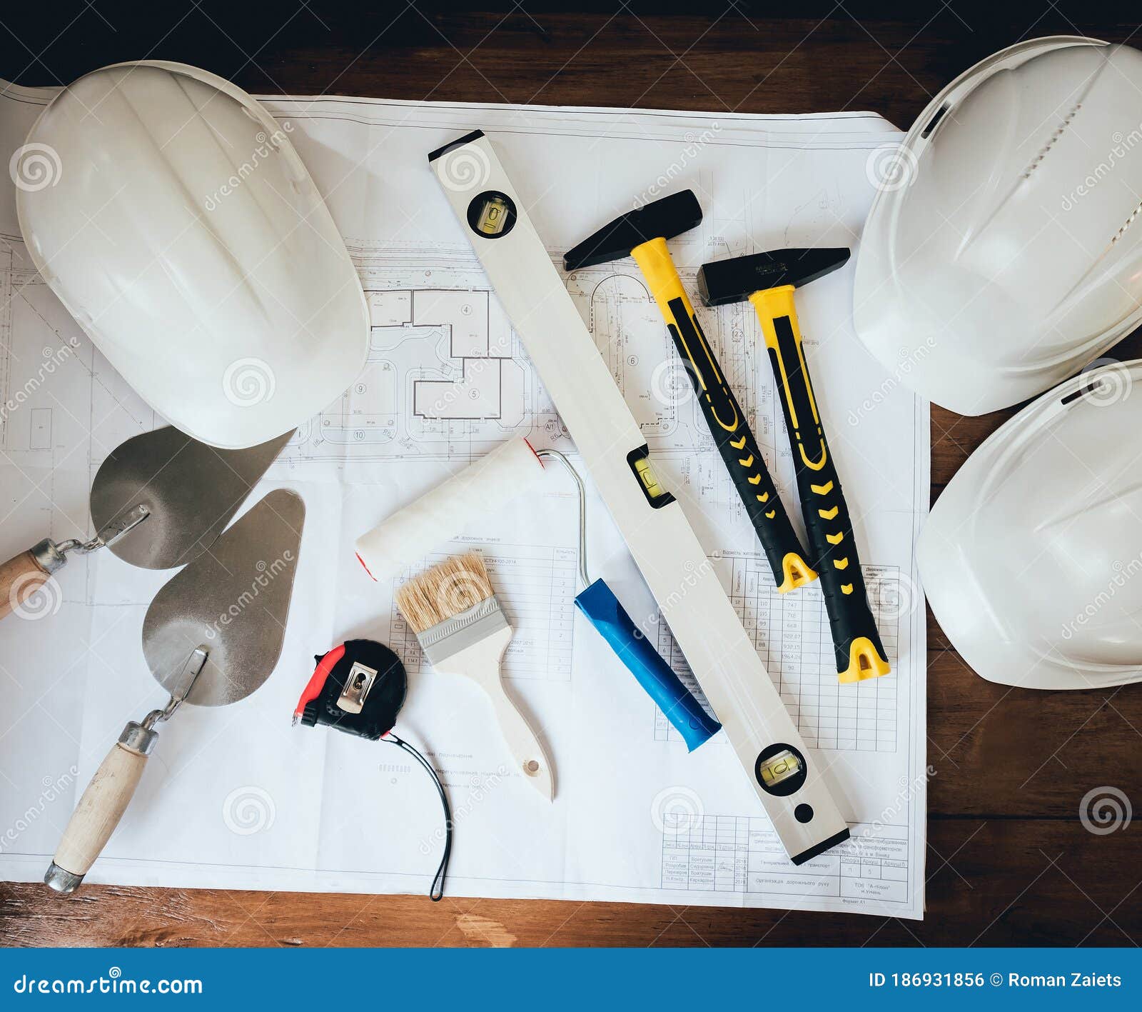Construction Tools are on the Table. Construction Stock Photo - Image ...