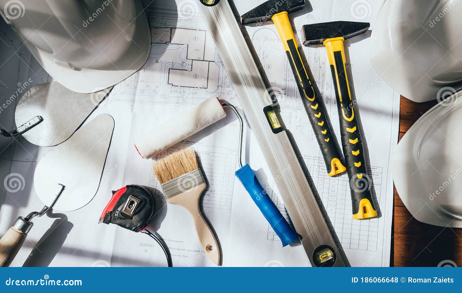 Construction Tools are on the Table. Construction Stock Photo - Image ...