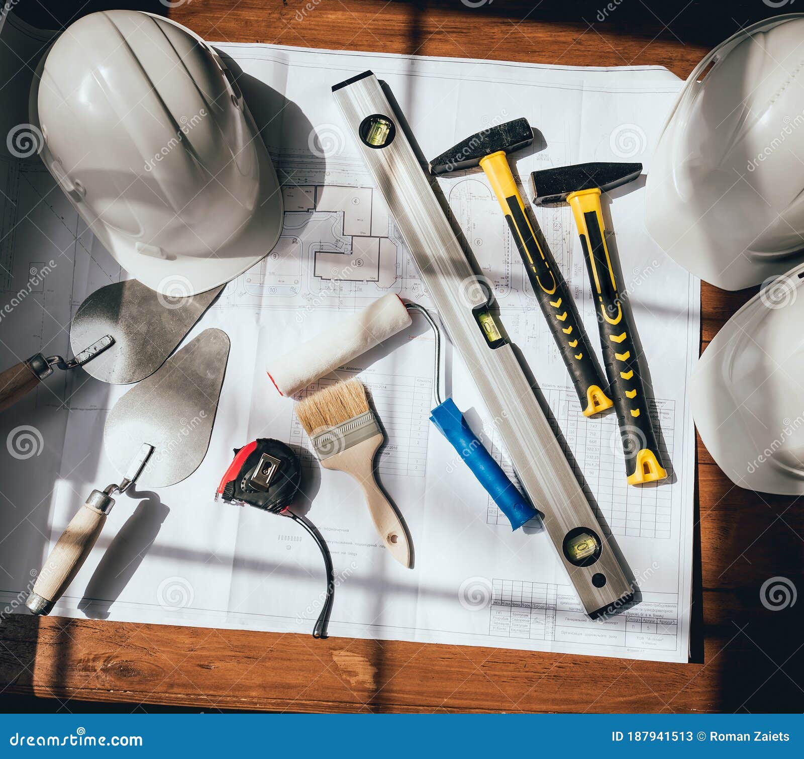 Construction Tools are on the Table. Construction Stock Image - Image ...