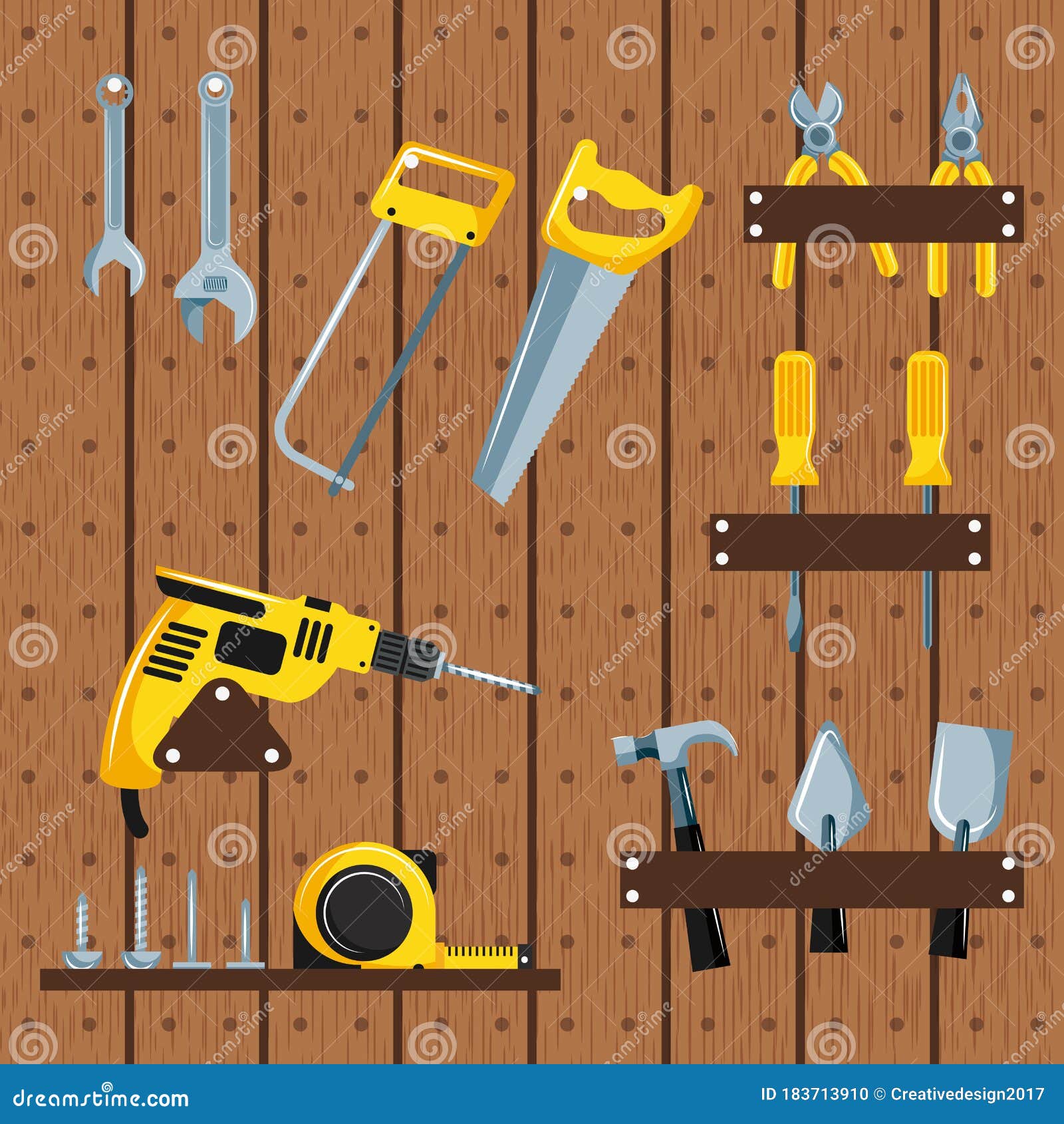 Construction tools. vector stock vector. Illustration of flat - 183713910