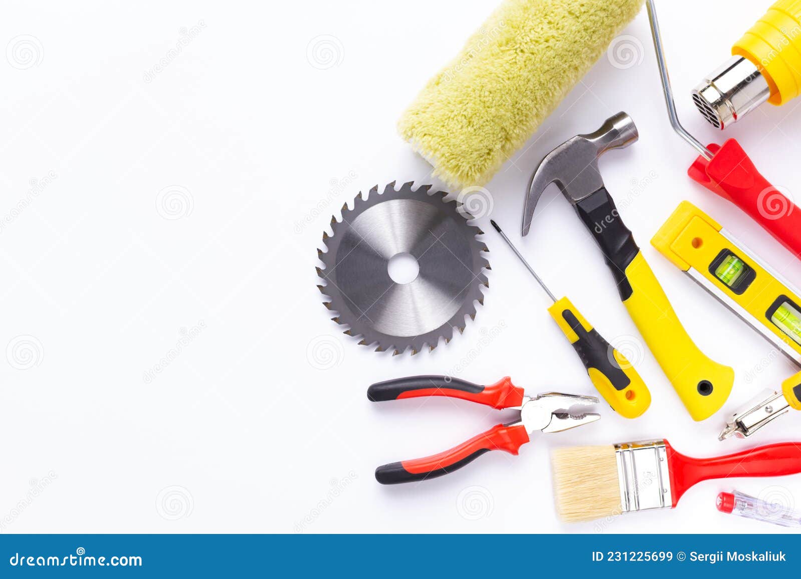 Construction Tools at White Background. Kit of Work Tool Stock Image ...