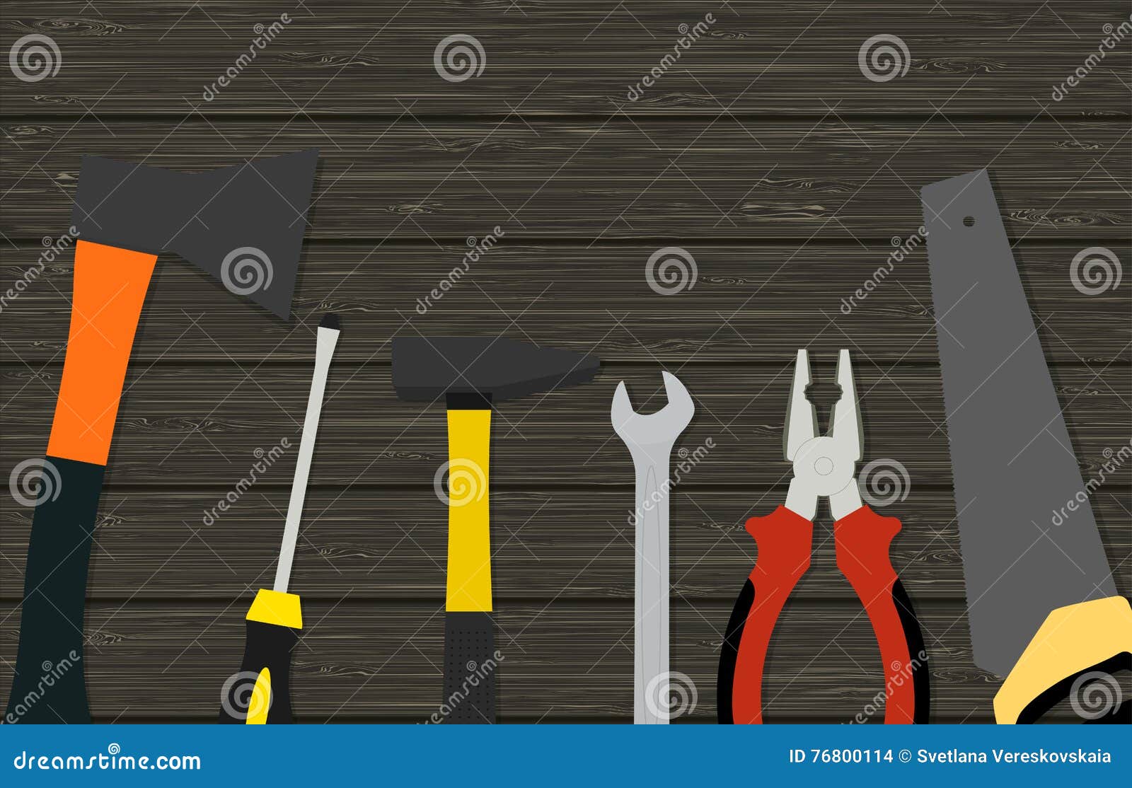 Construction Tools on Wood Texture Stock Vector - Illustration of ...