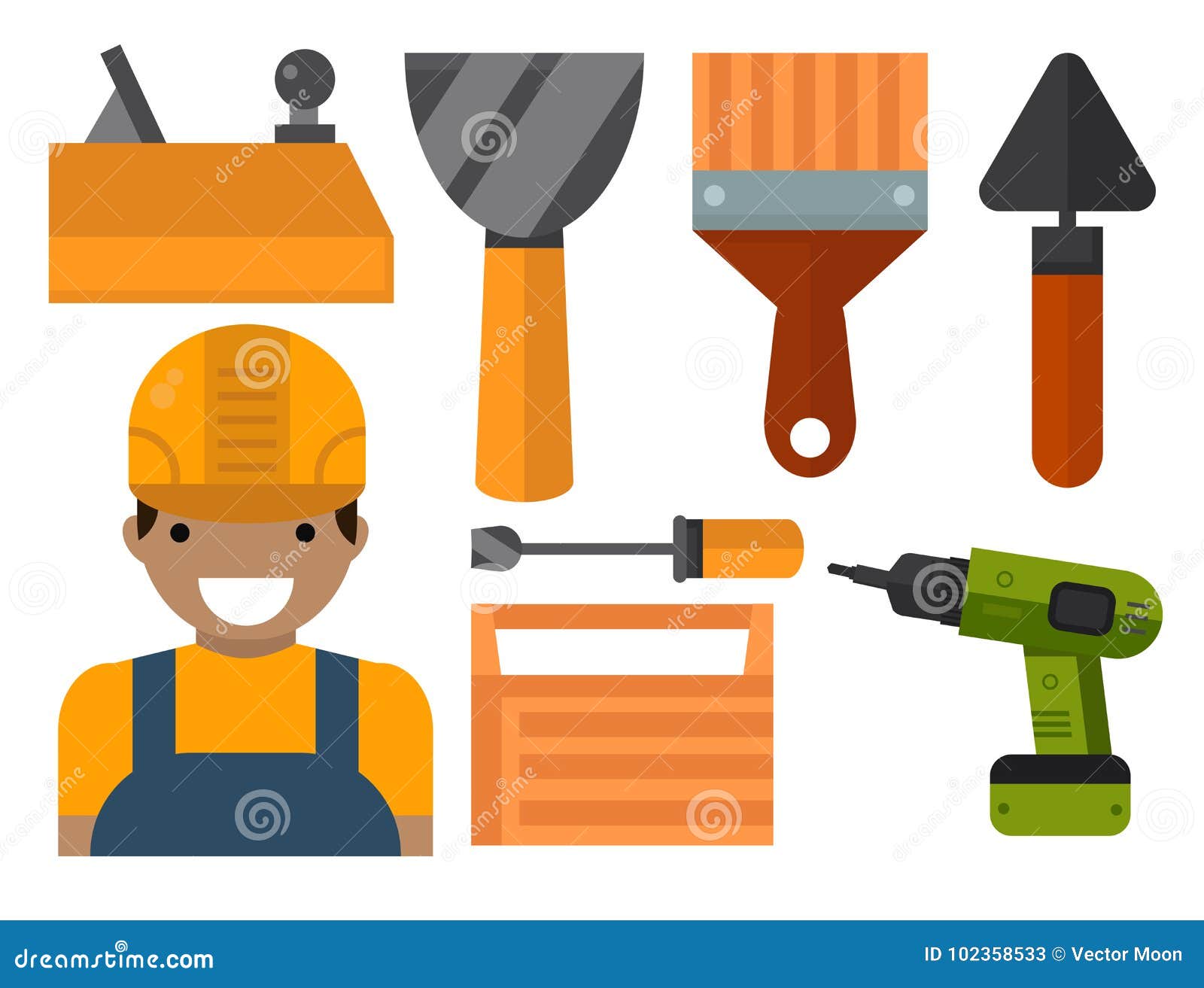 Construction Tools Worker Equipment Stock Vector - Illustration of ...