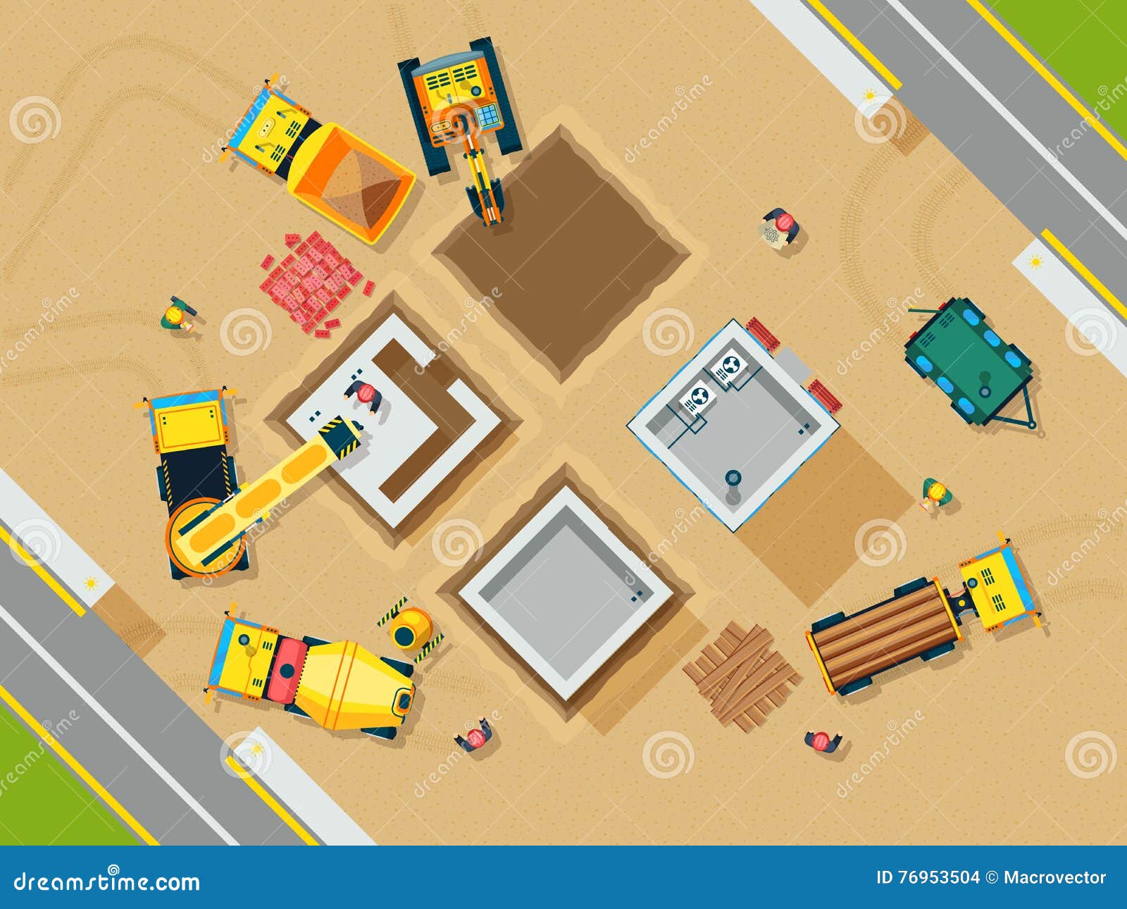 Construction Top View Illustration Stock Vector - Illustration of ...