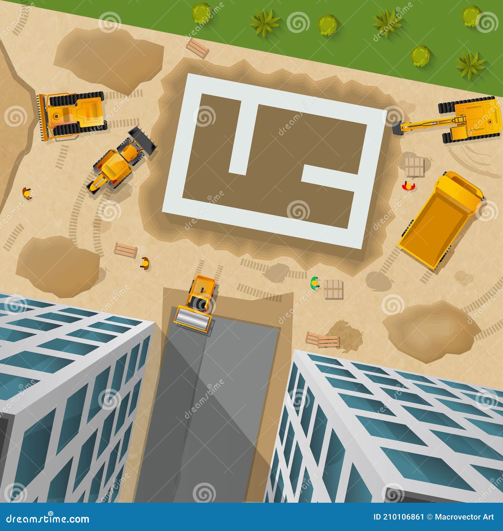 Construction Top View Poster Stock Vector - Illustration of promo ...