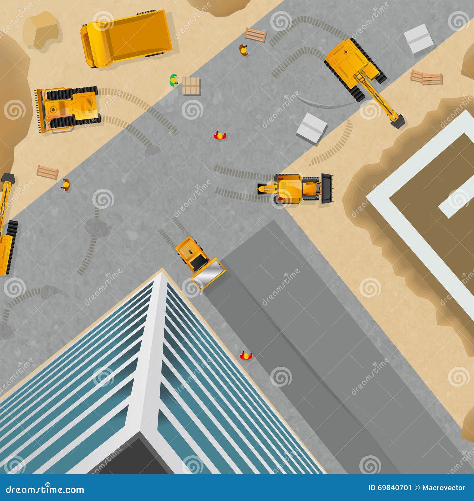 Construction Top View Poster Stock Illustration - Illustration of ...