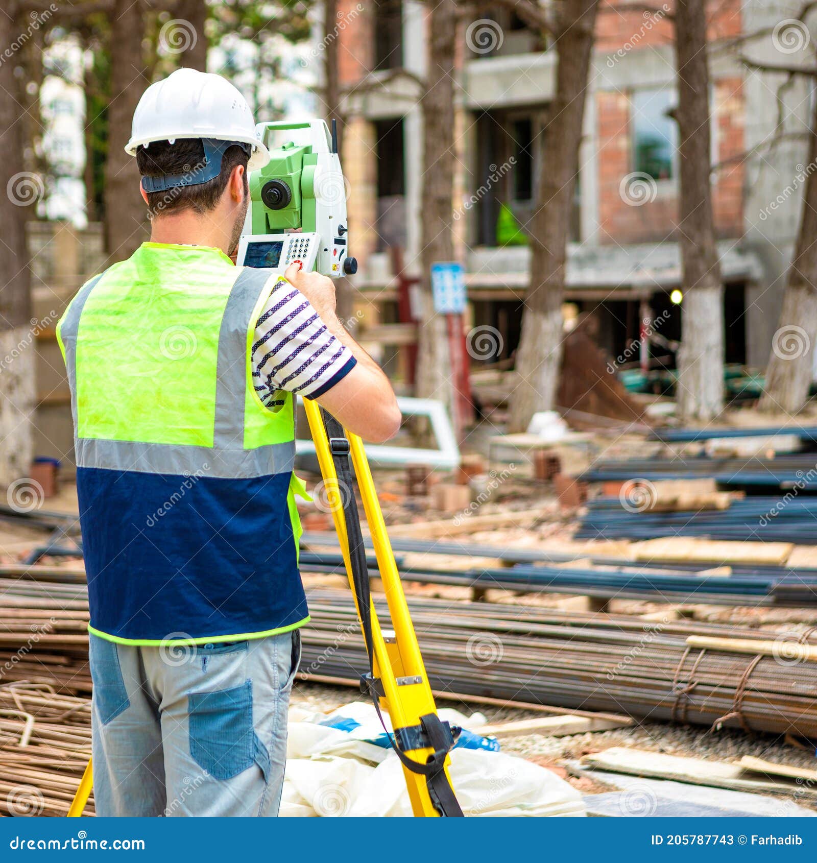 Construction Topographer Working Editorial Stock Photo - Image of brick ...