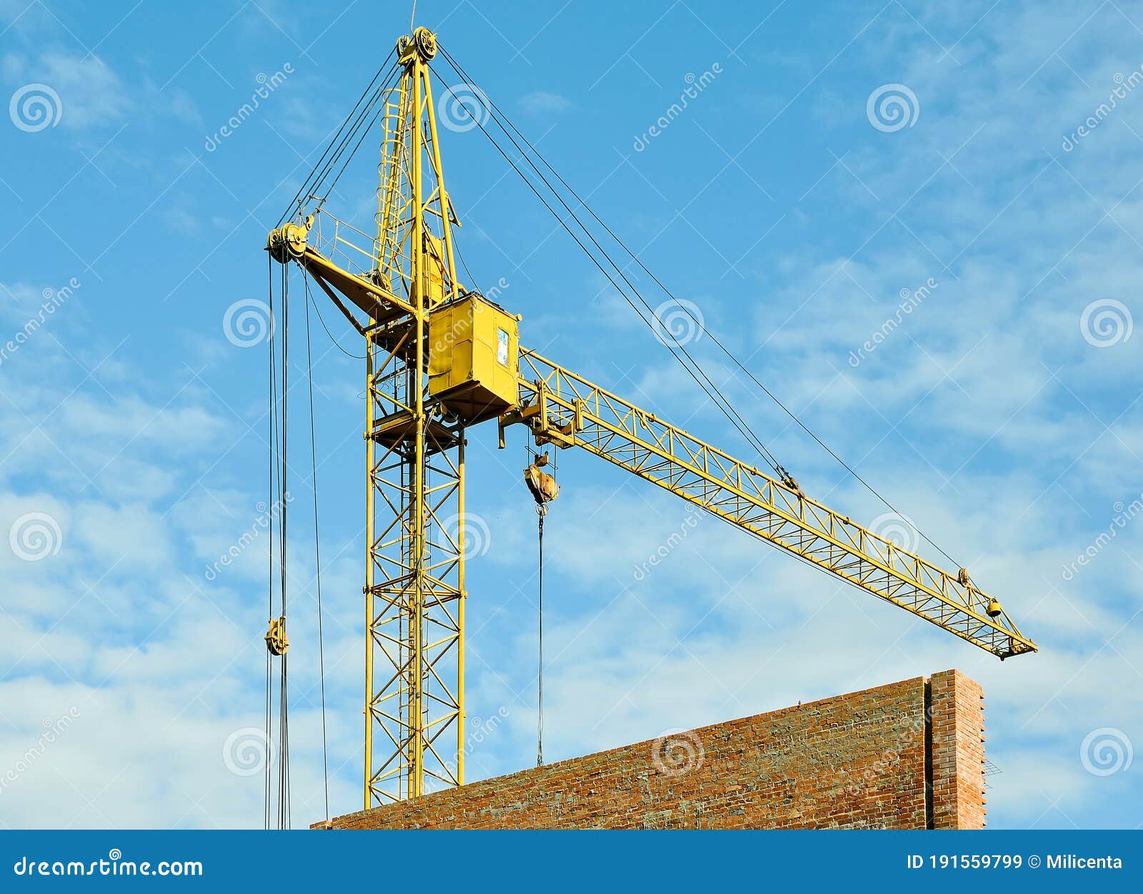 Construction Tower Crane on Blue Sky Background Stock Image - Image of ...