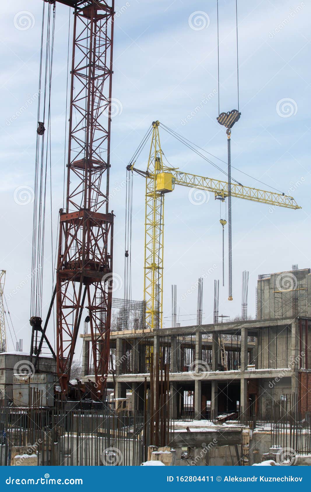 Construction Tower Crane on a Building Construction Stock Image - Image ...