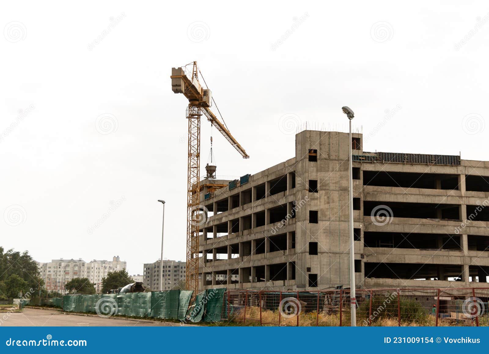 Construction Tower Crane are Working on the Construction of a Building ...