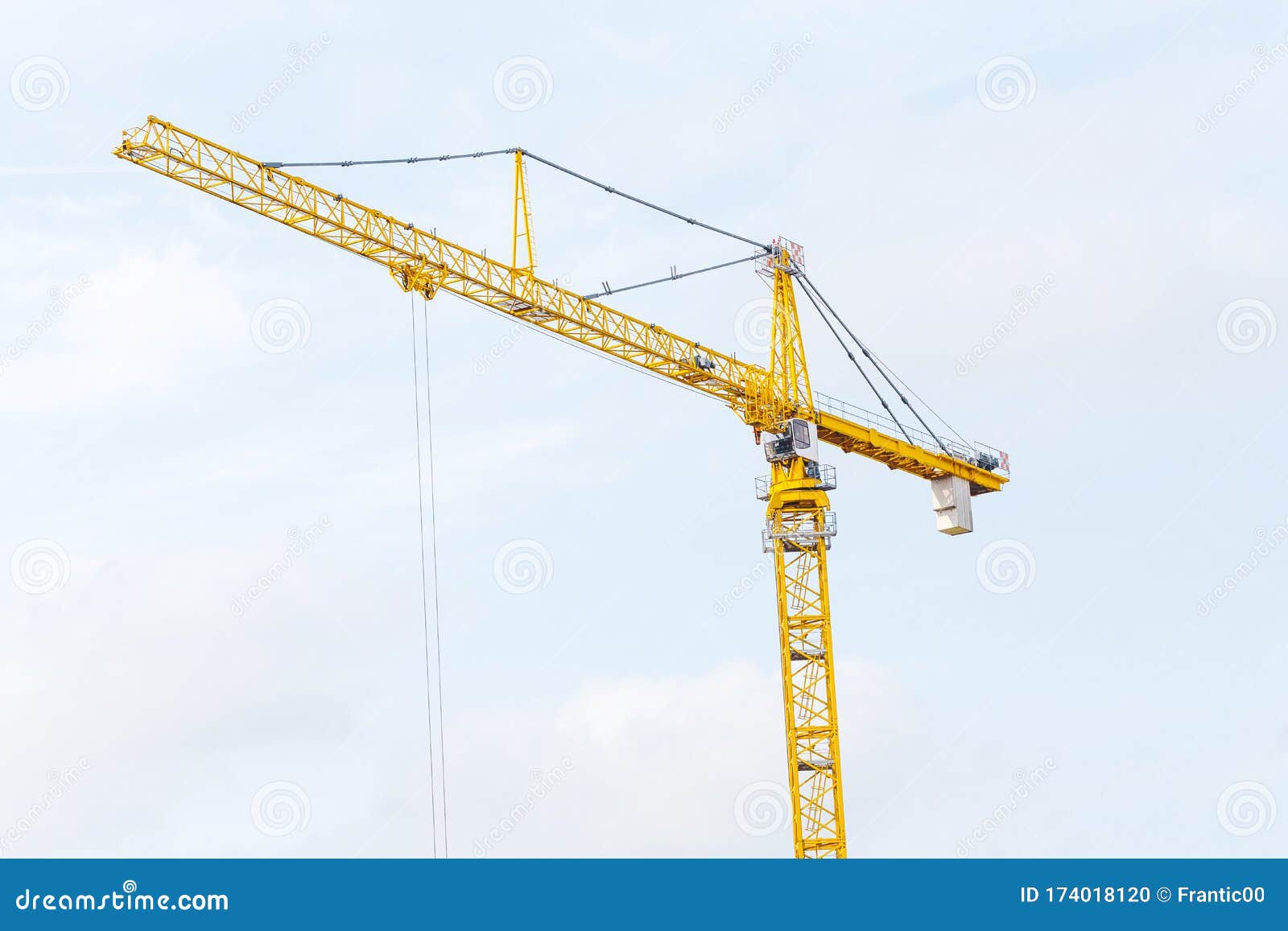 Tower Cranes Against Blue Sky Background Stock Photo - Image of ...