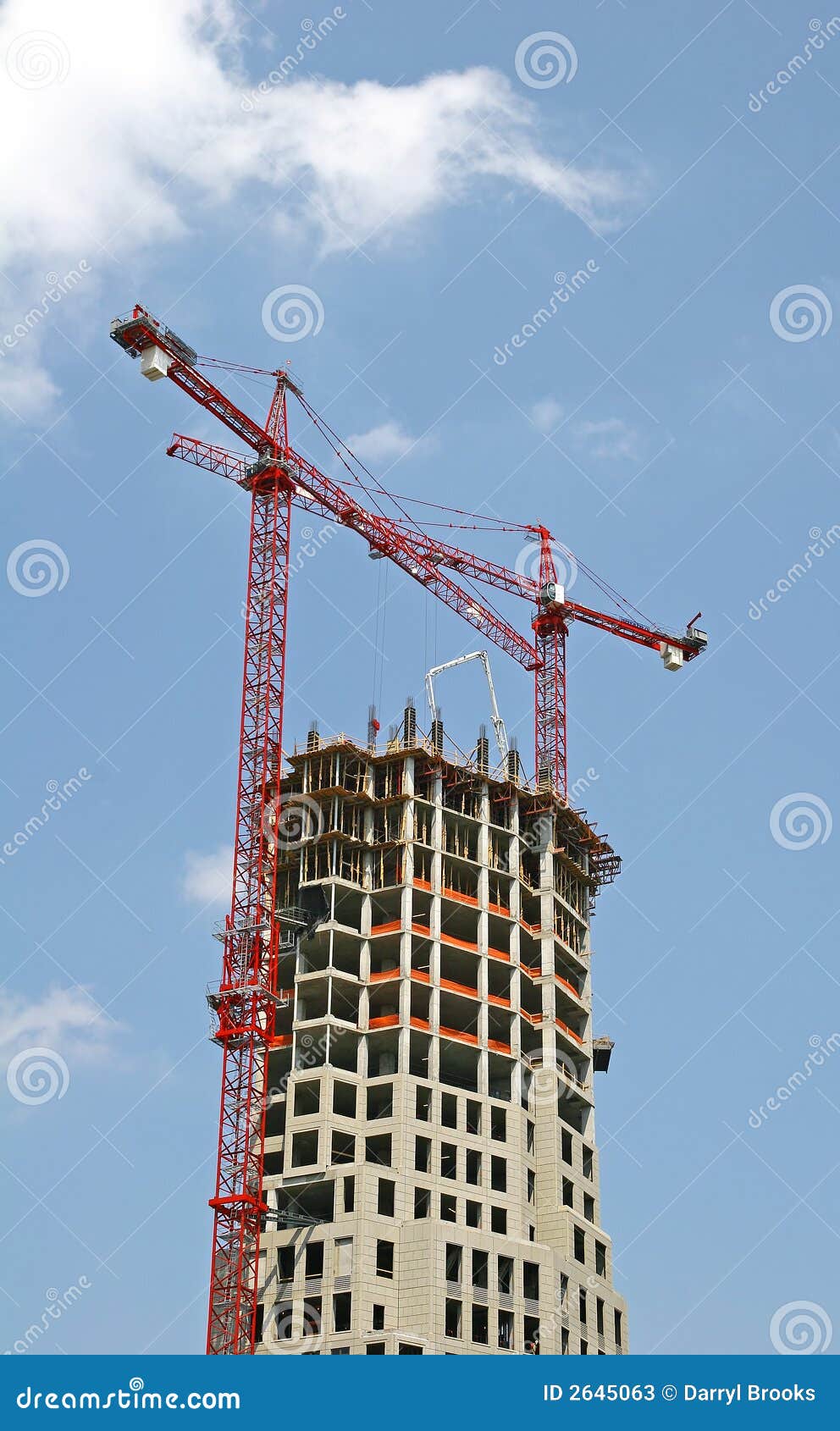 Construction Tower Red Crane Stock Image - Image of highrise, steel ...
