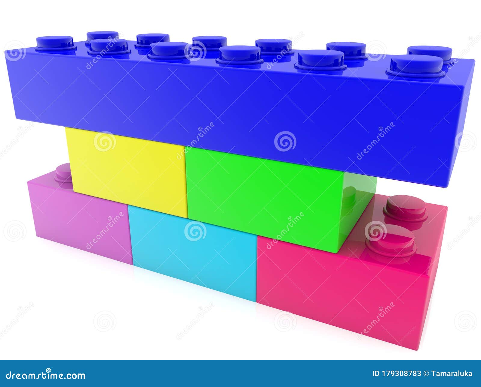 Construction of Toy Bricks of Different Colors on White Stock ...