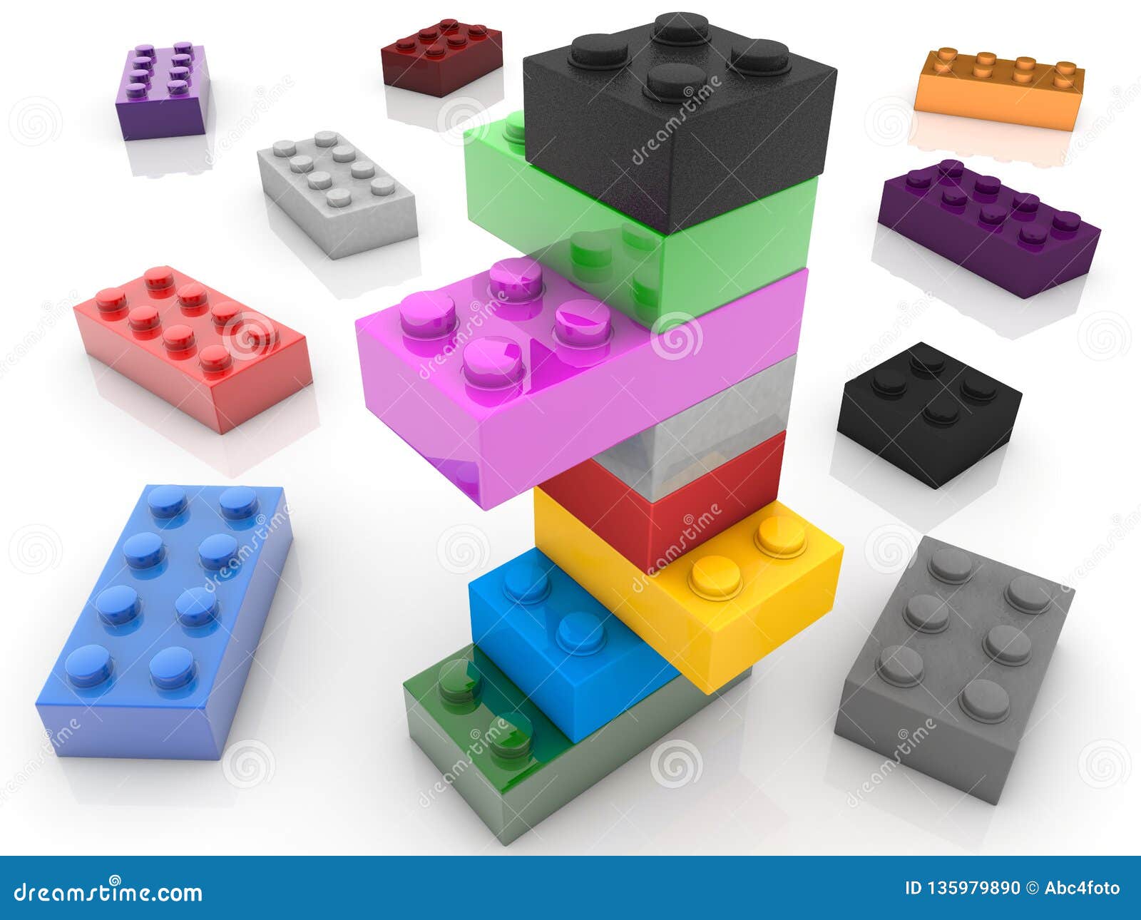 Construction of Toy Bricks in Various Colors Stock Illustration ...