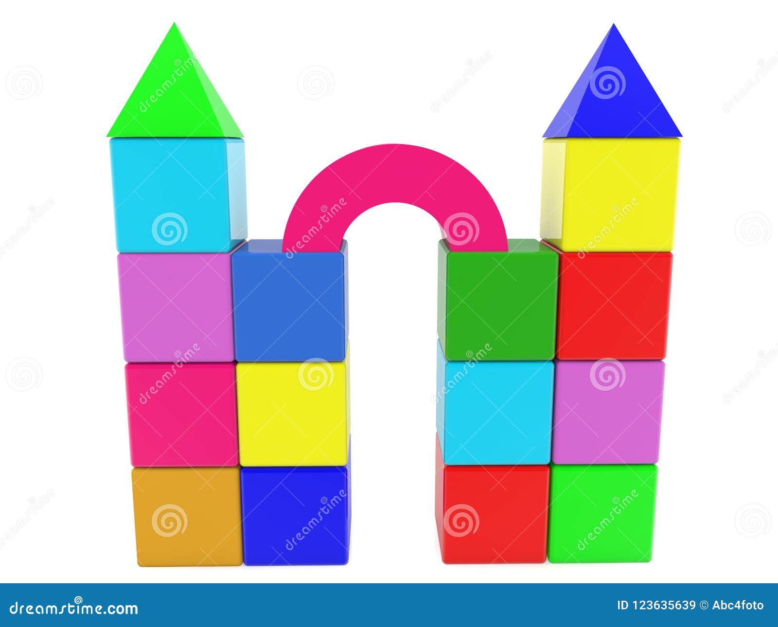 Construction of Toy Cubes with Roofs Stock Illustration - Illustration ...